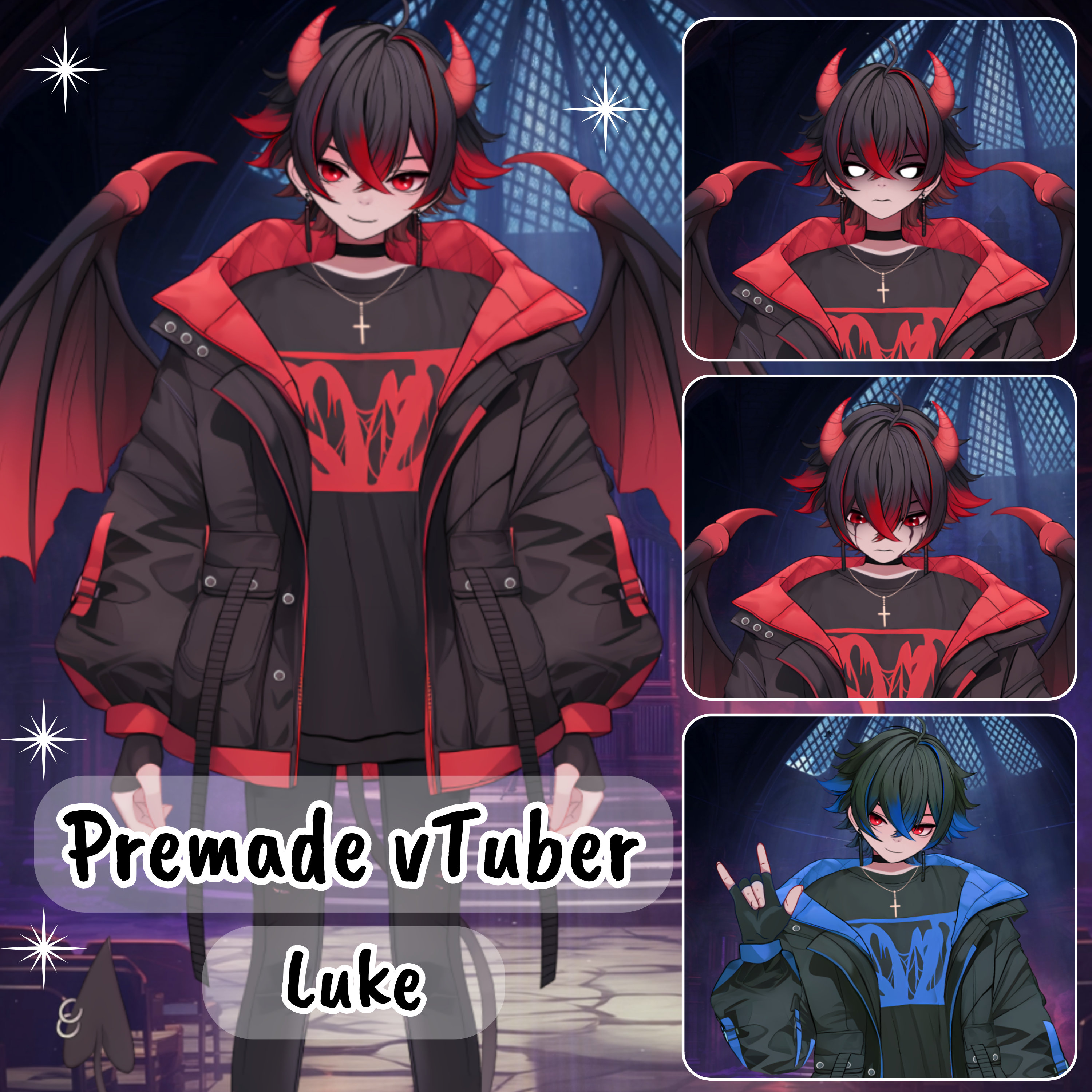 Vtuber | Luke, the Demon Boy | 10 Emotions / Toggles | Live2d Model for ...