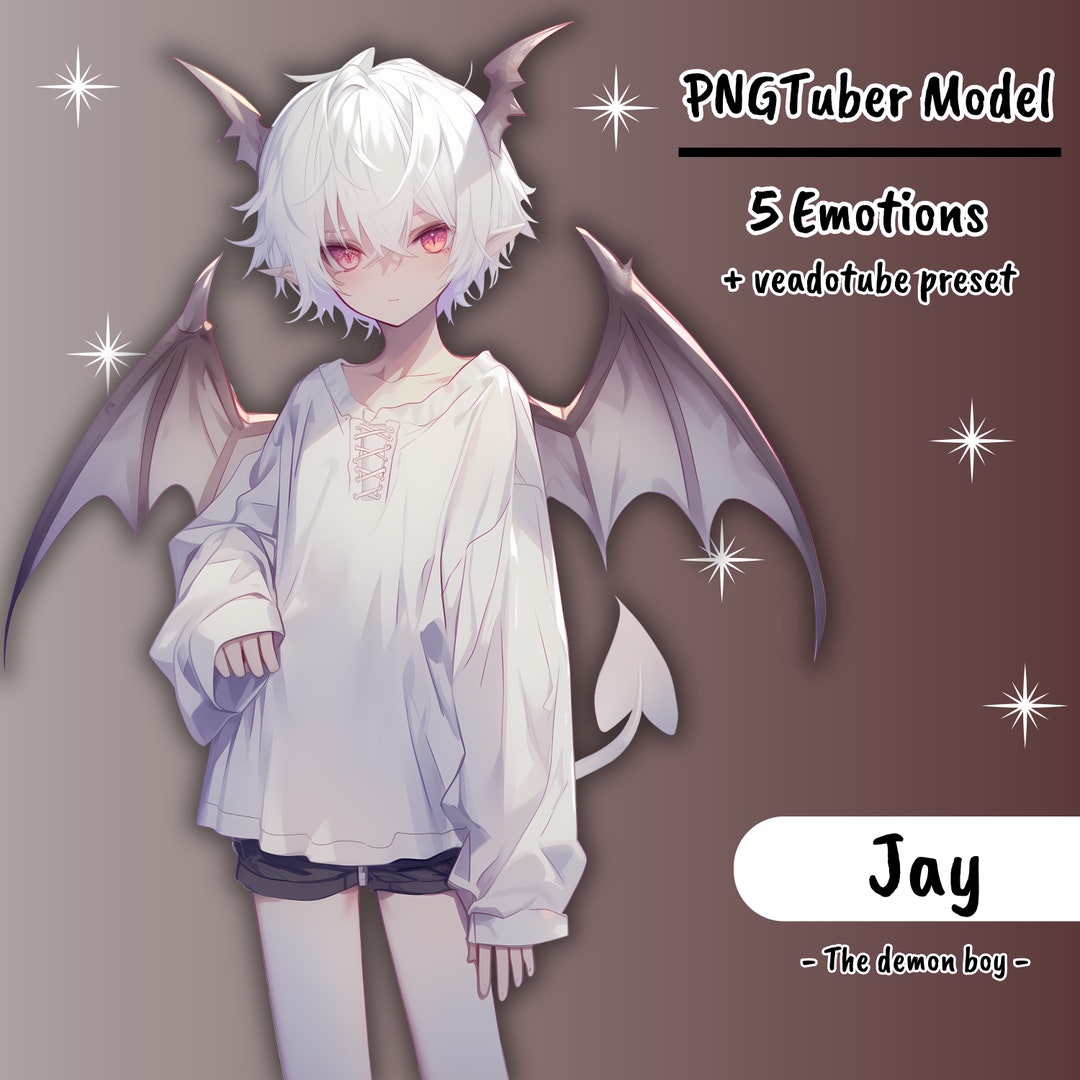 PNGTUBER | Jay, the Demon Boy | 5 Emotions | Vtuber Premade Assets for ...