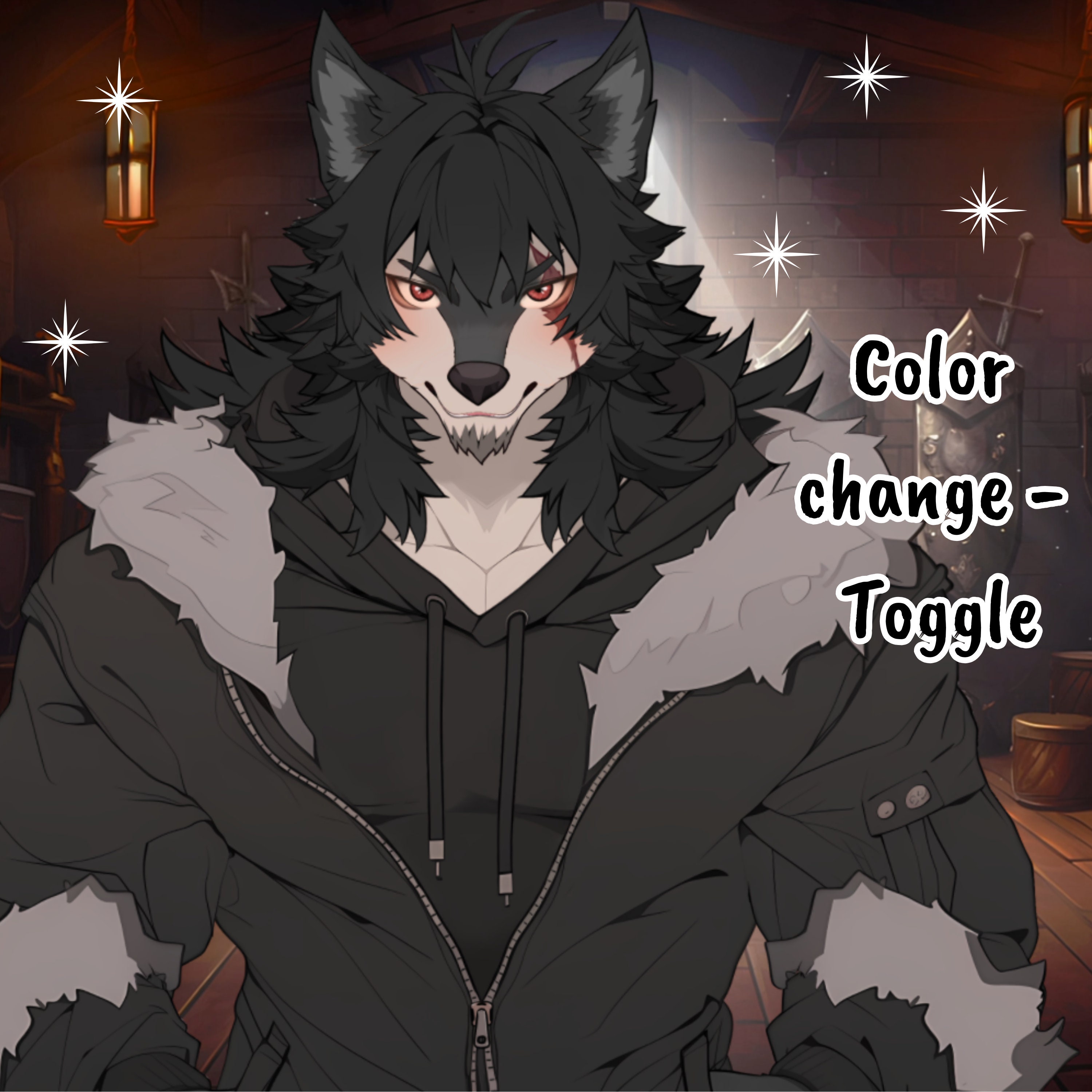 Vtuber Ferox, the Furry Wolf 9 Emotions / Toggles Live2d Model for Vtube Studio Premade for ...
