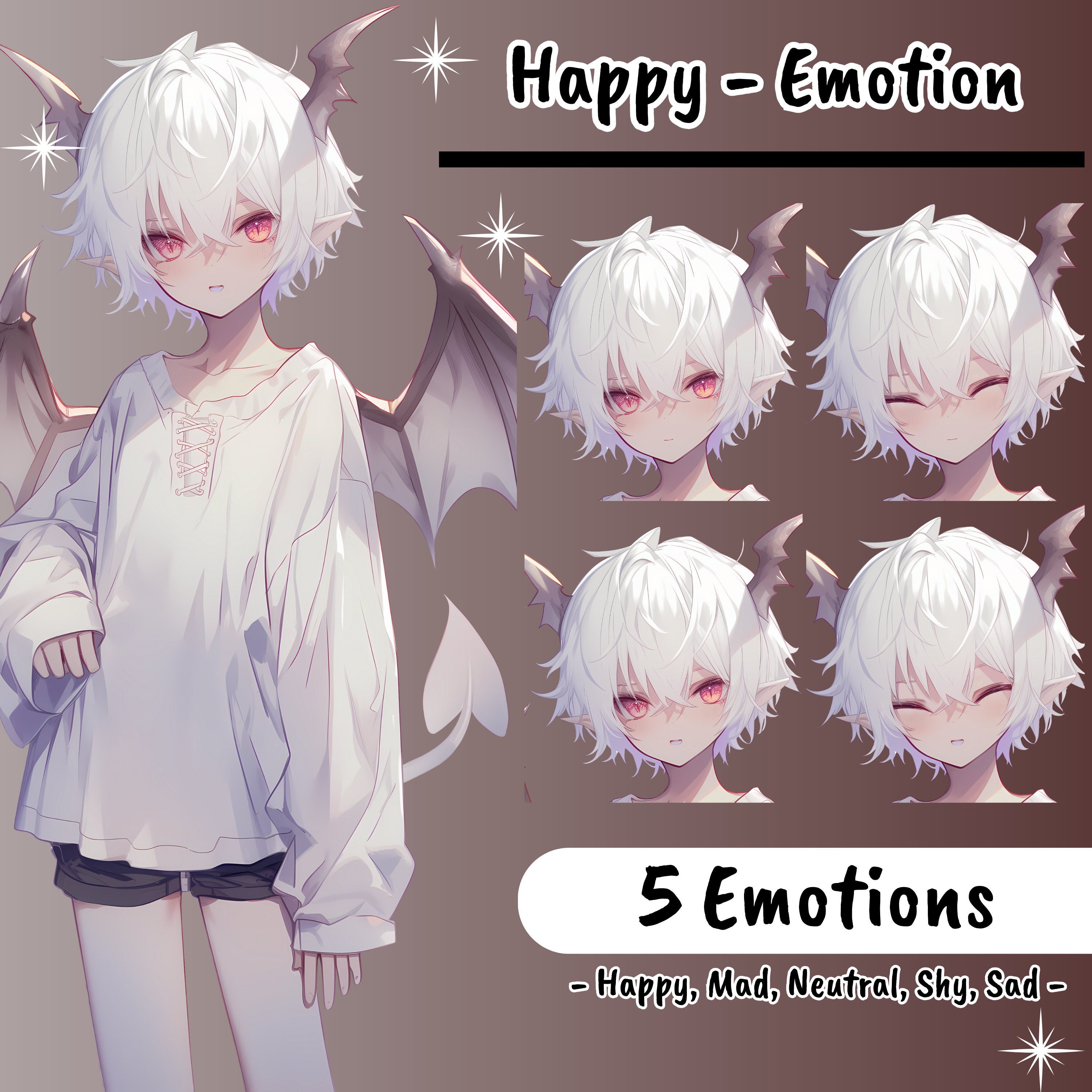 PNGTUBER | Jay, the Demon Boy | 5 Emotions | Vtuber Premade Assets for ...