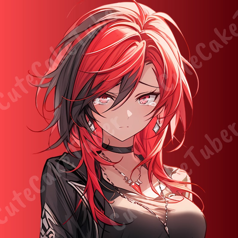 PNGTUBER | Nora, the Red Agent | 5 Emotions | Vtuber Premade Assets for ...