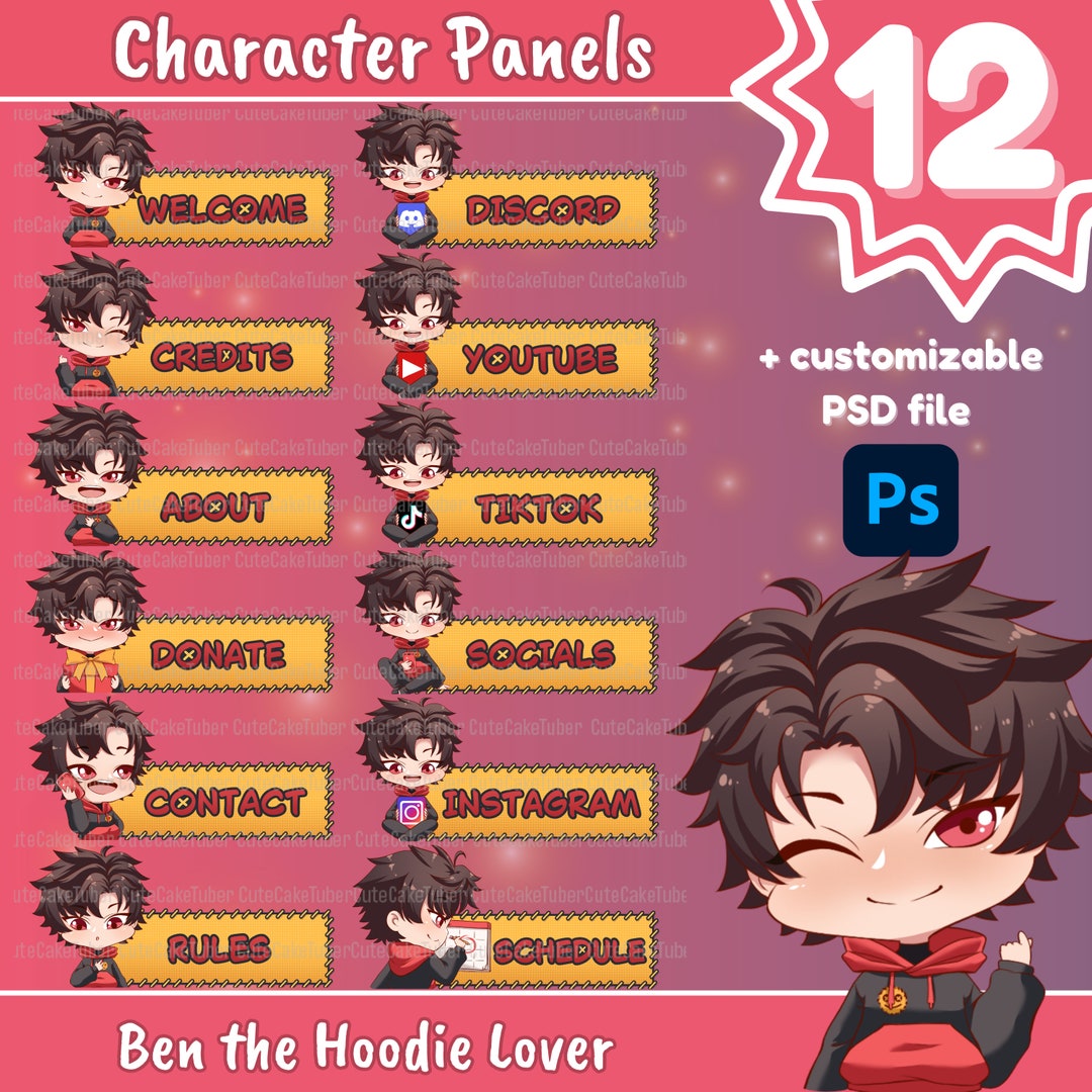 PANELS BUNDLE | Ben, the Hoody Lover | 12 Premade Panels + Customizable ...