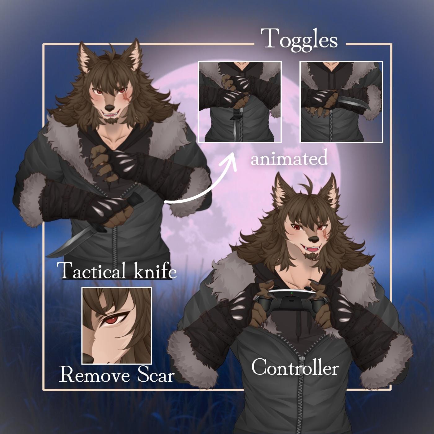 Vtuber | Ferox V2, the Furry Wolf | Customizable Live2d Premade Model ...
