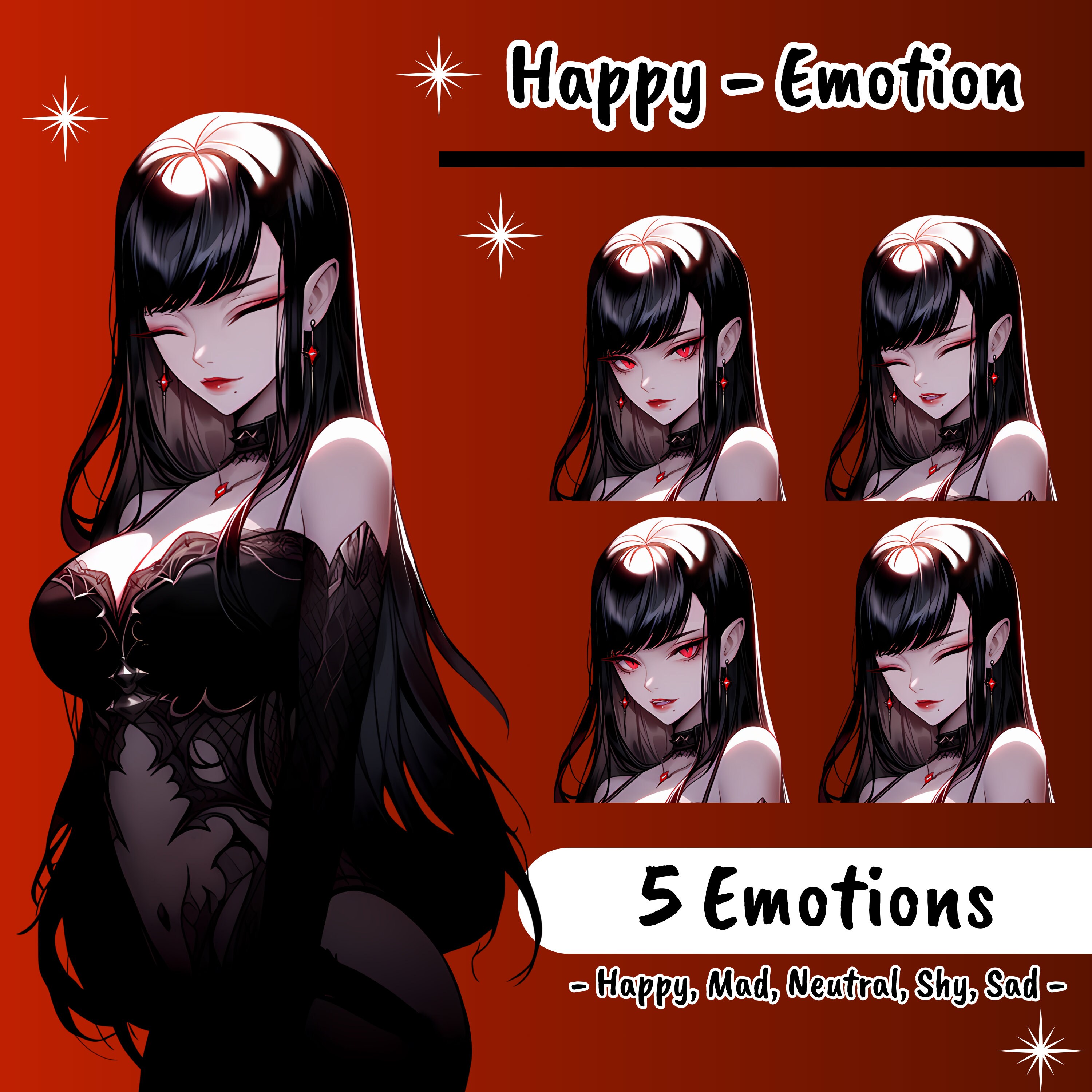 PNGTUBER | Ruby, the Rubin Lover | 5 Emotions | Vtuber Premade Assets for Streaming on Twitch ...