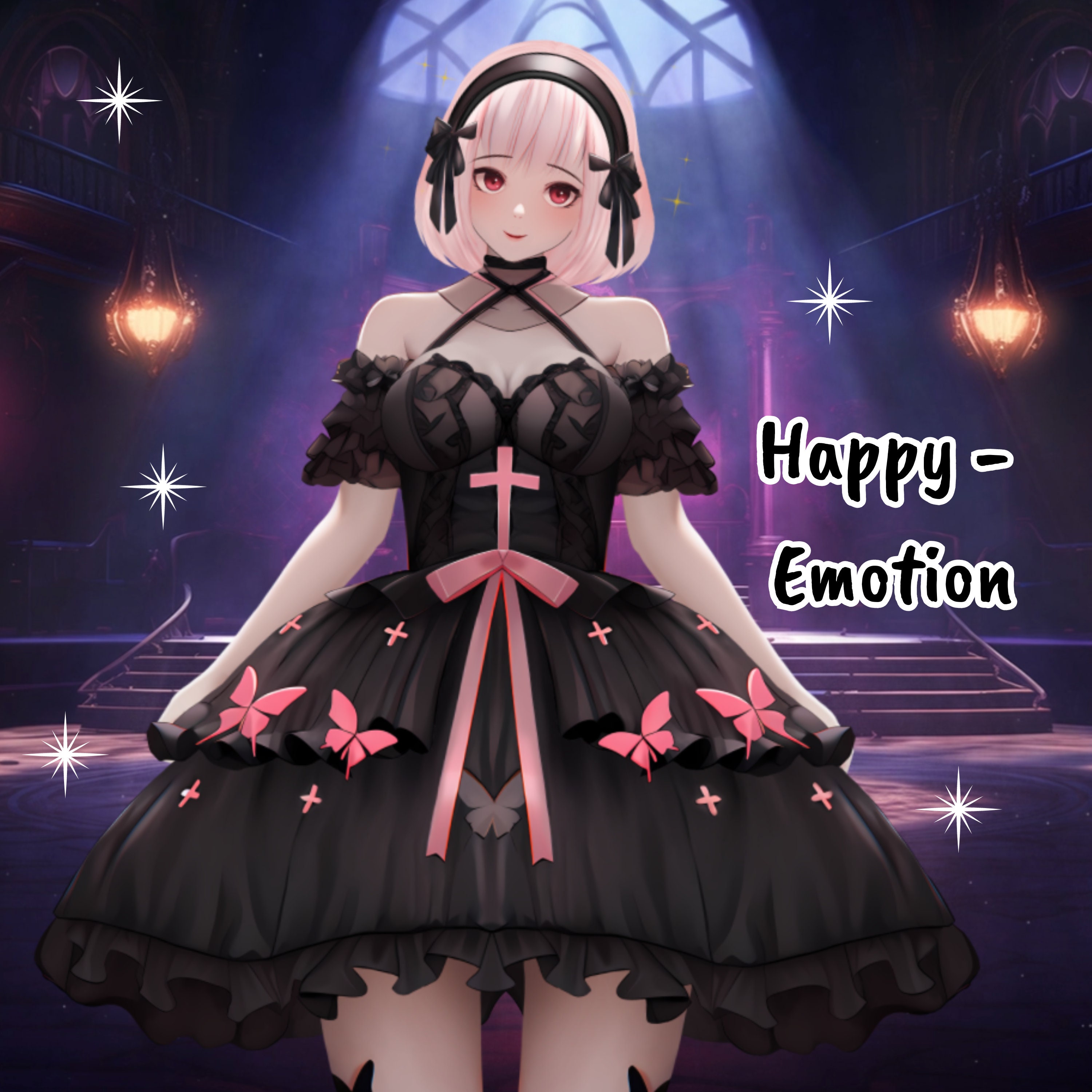 Vtuber | Gina, the Gothic Girl | 5 Emotions + 2 Toggles | Live2d Model for Vtube Studio Premade ...