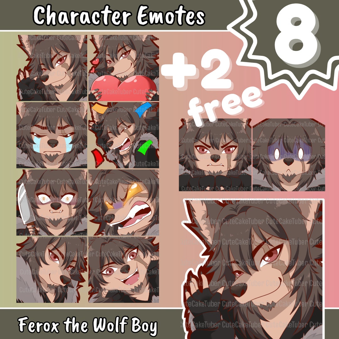 EMOTES BUNDLE | Ferox, the Furry Wolf | 10 Emotes | for Twitch, Discord ...