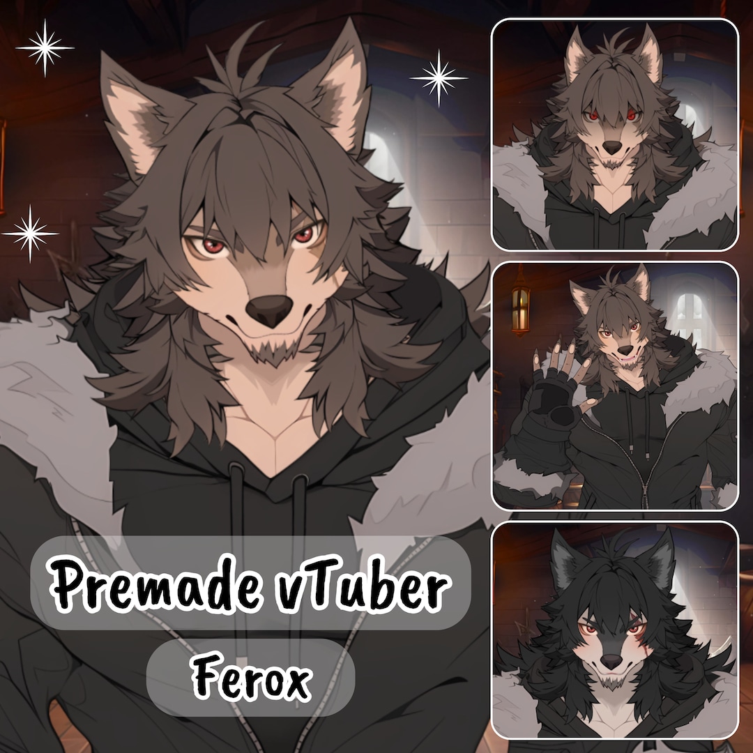Vtuber | Ferox, the Furry Wolf | 9 Emotions / Toggles | Live2d Model for Vtube Studio Premade ...