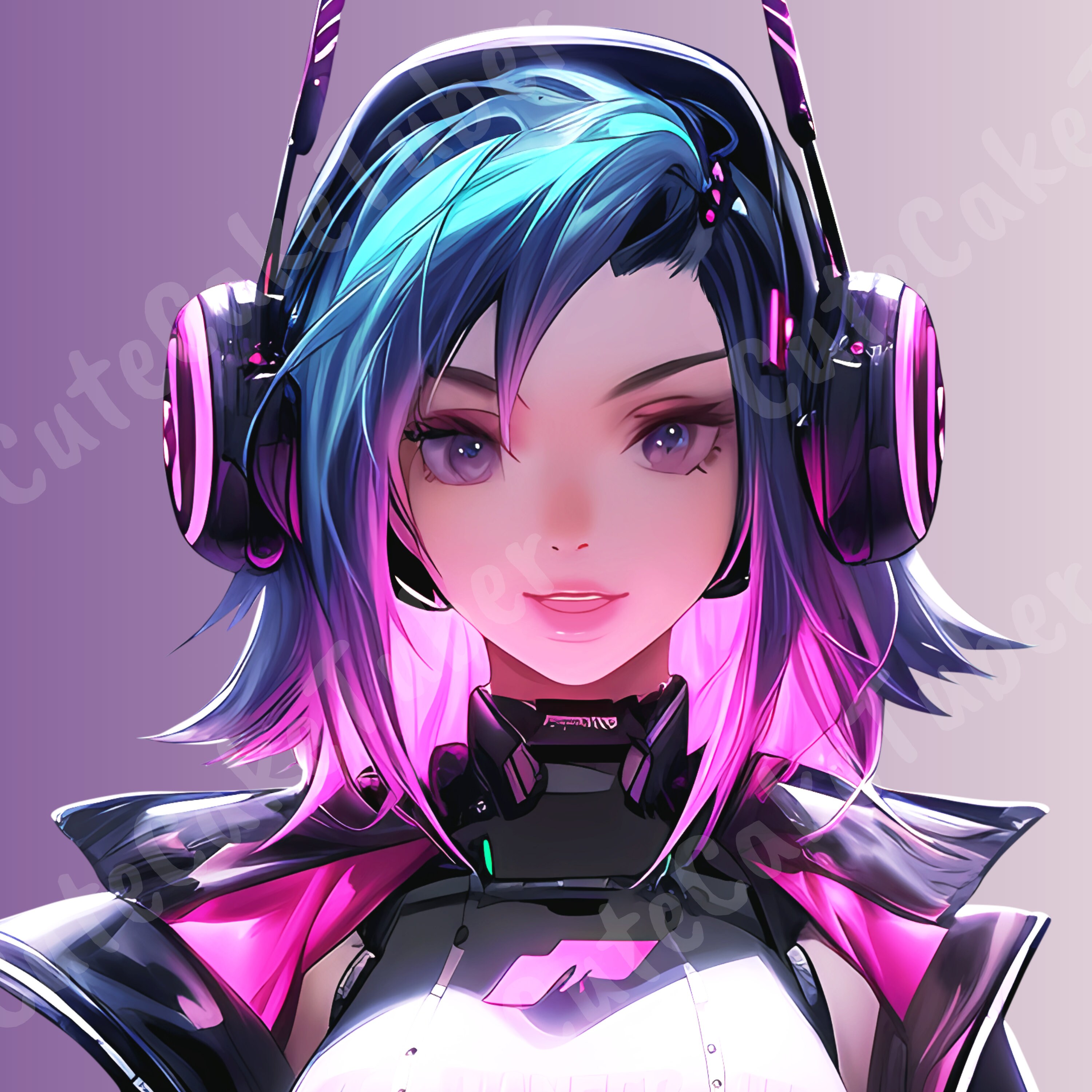 PNGTUBER | Joy, the Cyberpunk Girl | 5 Emotions | Vtuber Premade Assets ...