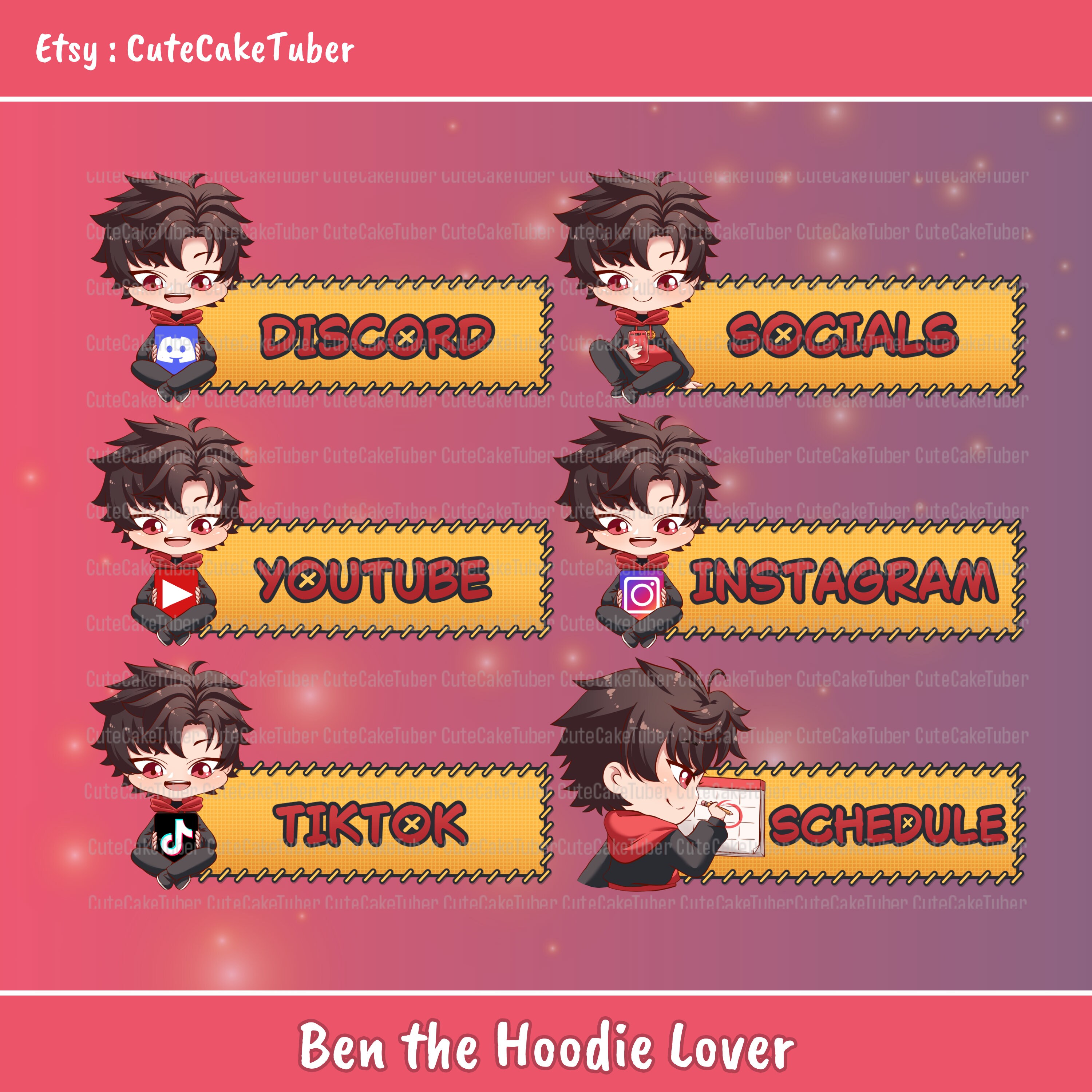 PANELS BUNDLE | Ben, the Hoody Lover | 12 Premade Panels + Customizable ...