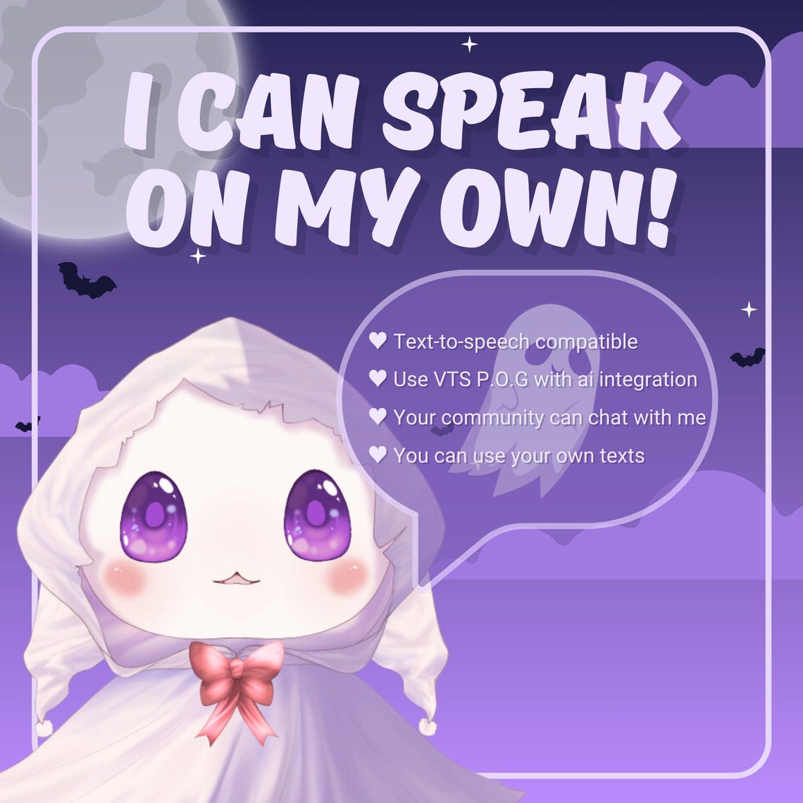 VTUBER ASSET | Spooky Ghost Mascot | TTS Pet | Animated Live2d Item for ...