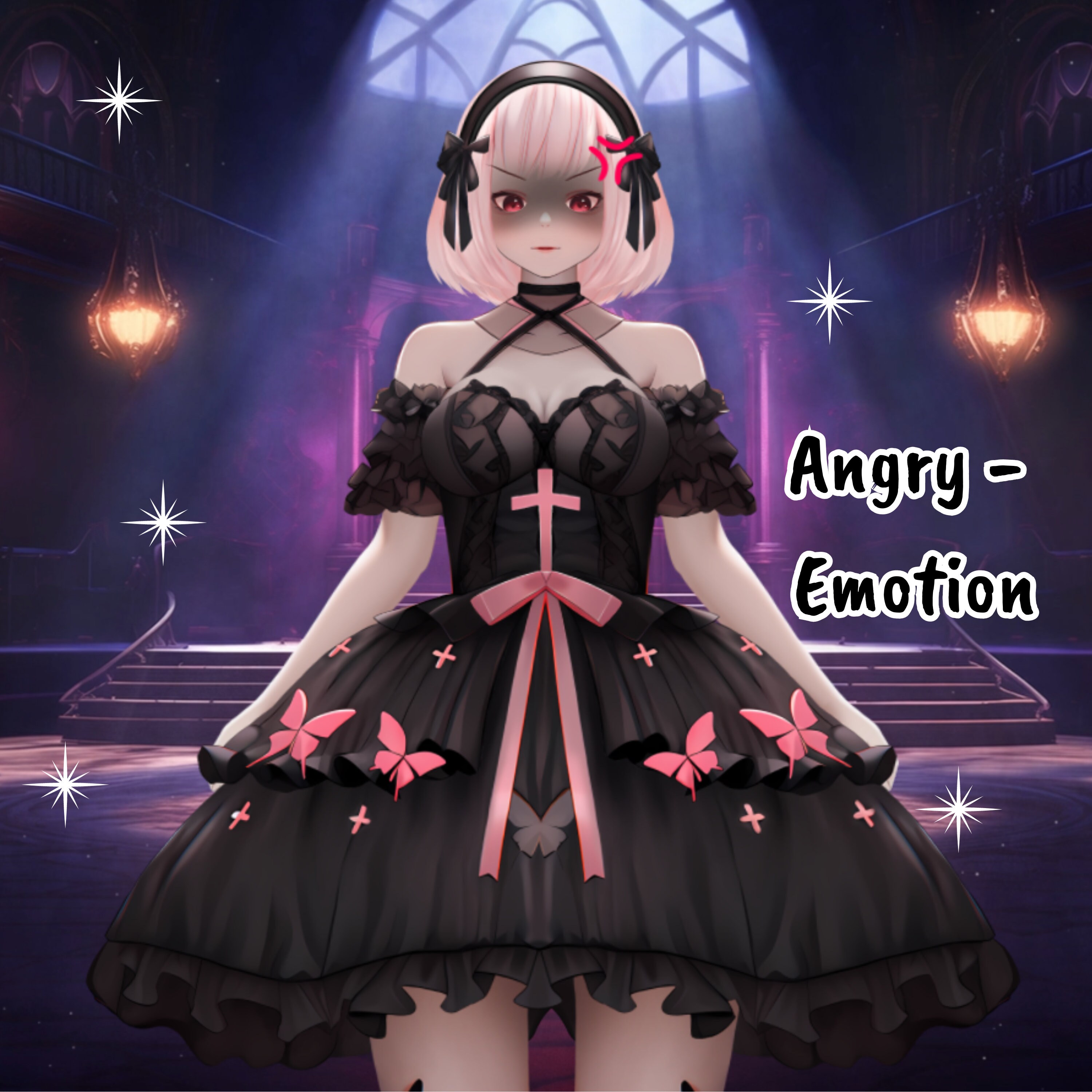 Vtuber | Gina, the Gothic Girl | 5 Emotions + 2 Toggles | Live2d Model ...