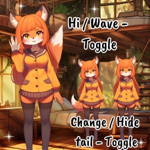 Vtuber | Sanya, the Fox Lady | 12 Emotions / Toggles | 5 Outfits ...