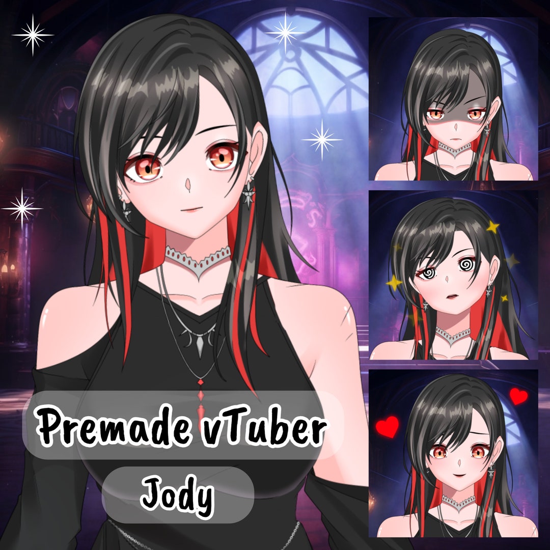 Vtuber | Jody, the Gothic Girl | 5 Emotions | Live2d Model for Vtube Studio Premade and ...