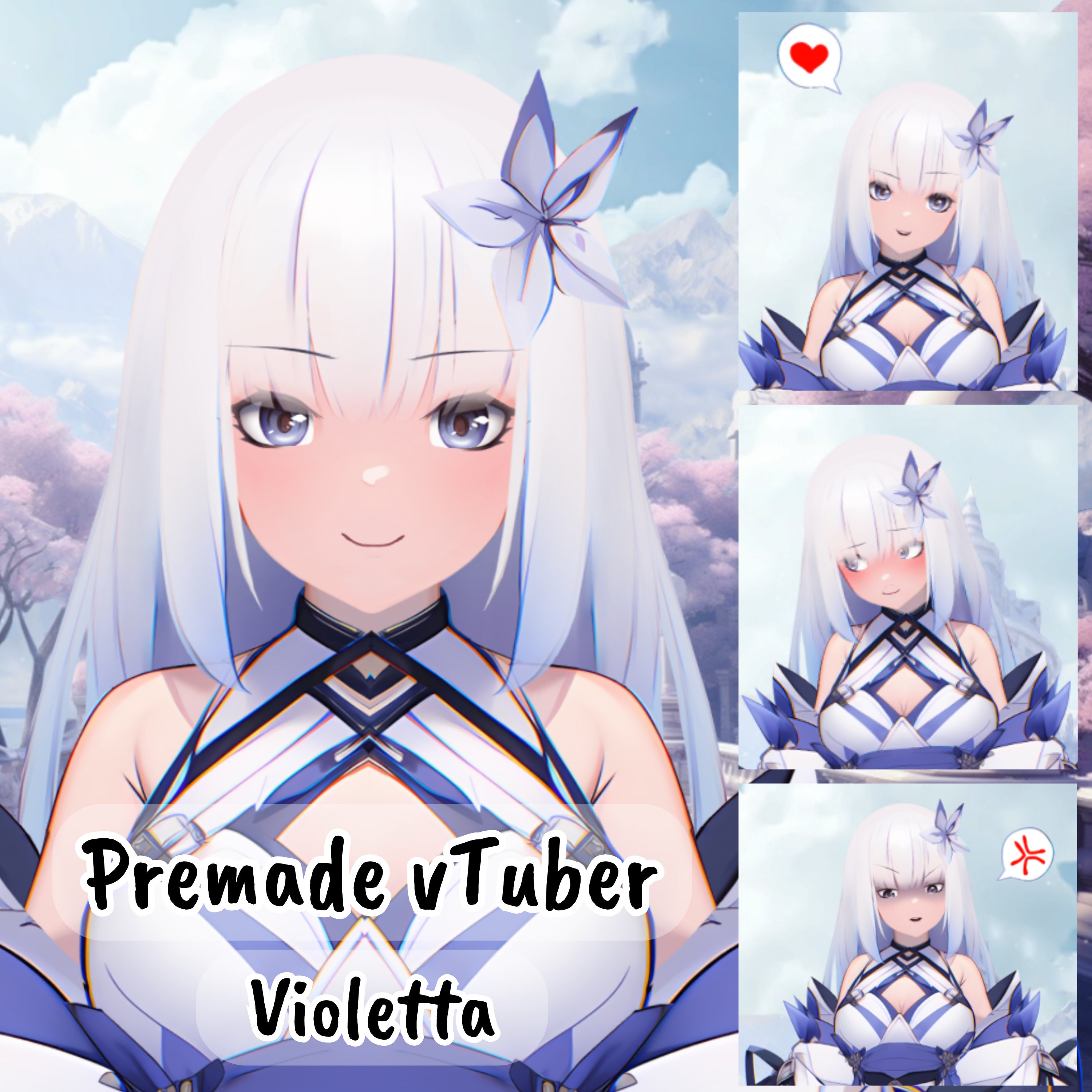 Vtuber Violetta, the Flower Girl 4 Emotions Live2d Model for Vtube ...