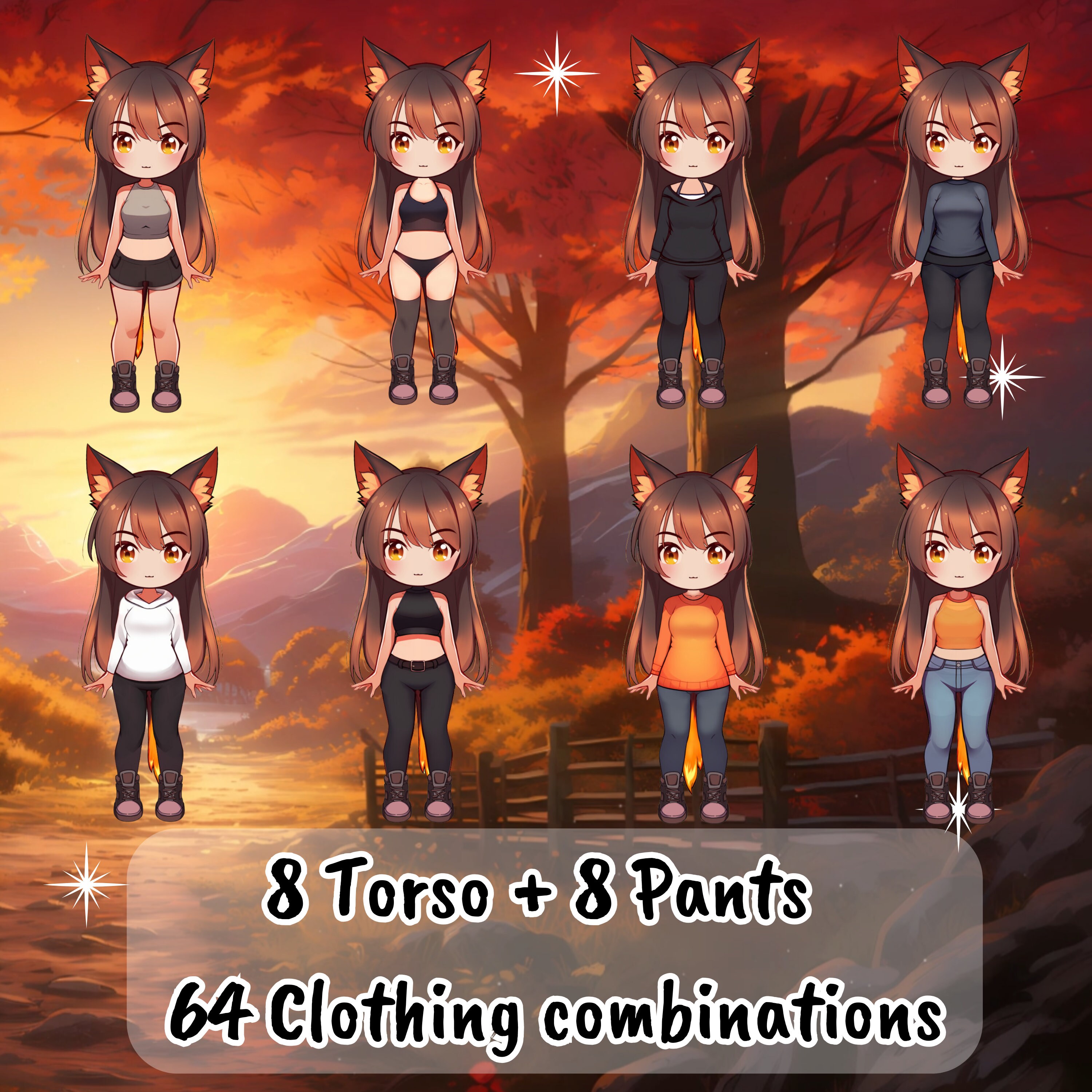 Vtuber | Ember, the Chibi Girl | 64 Cloth Combinations | 4 Emotions ...