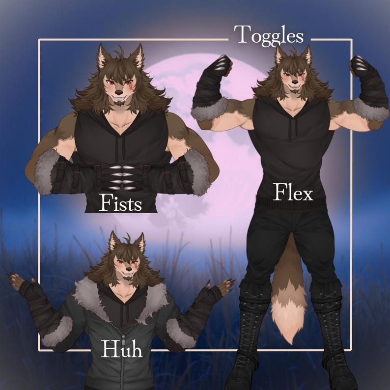 Vtuber | Ferox V2, the Furry Wolf | Customizable Live2d Premade Model ...