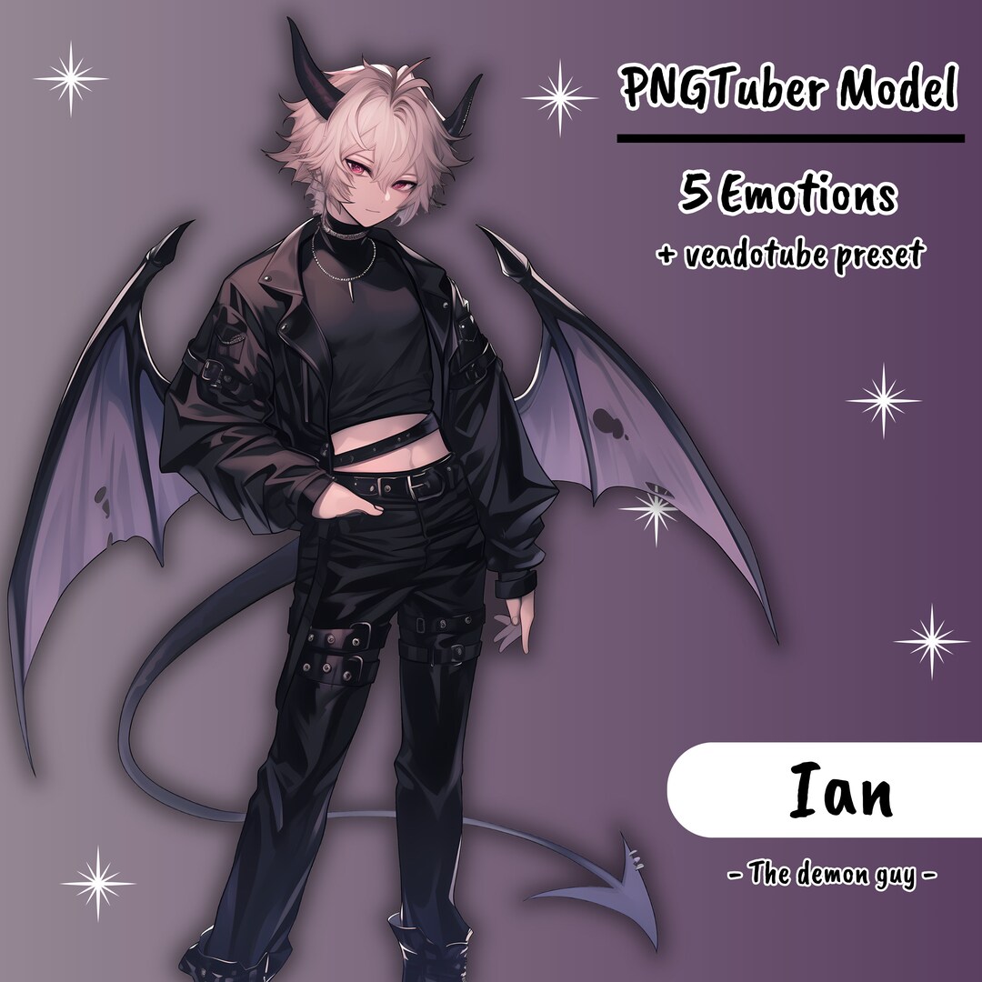 PNGTUBER | Ian, the Demon Guy | 5 Emotions | Vtuber Premade Assets for ...