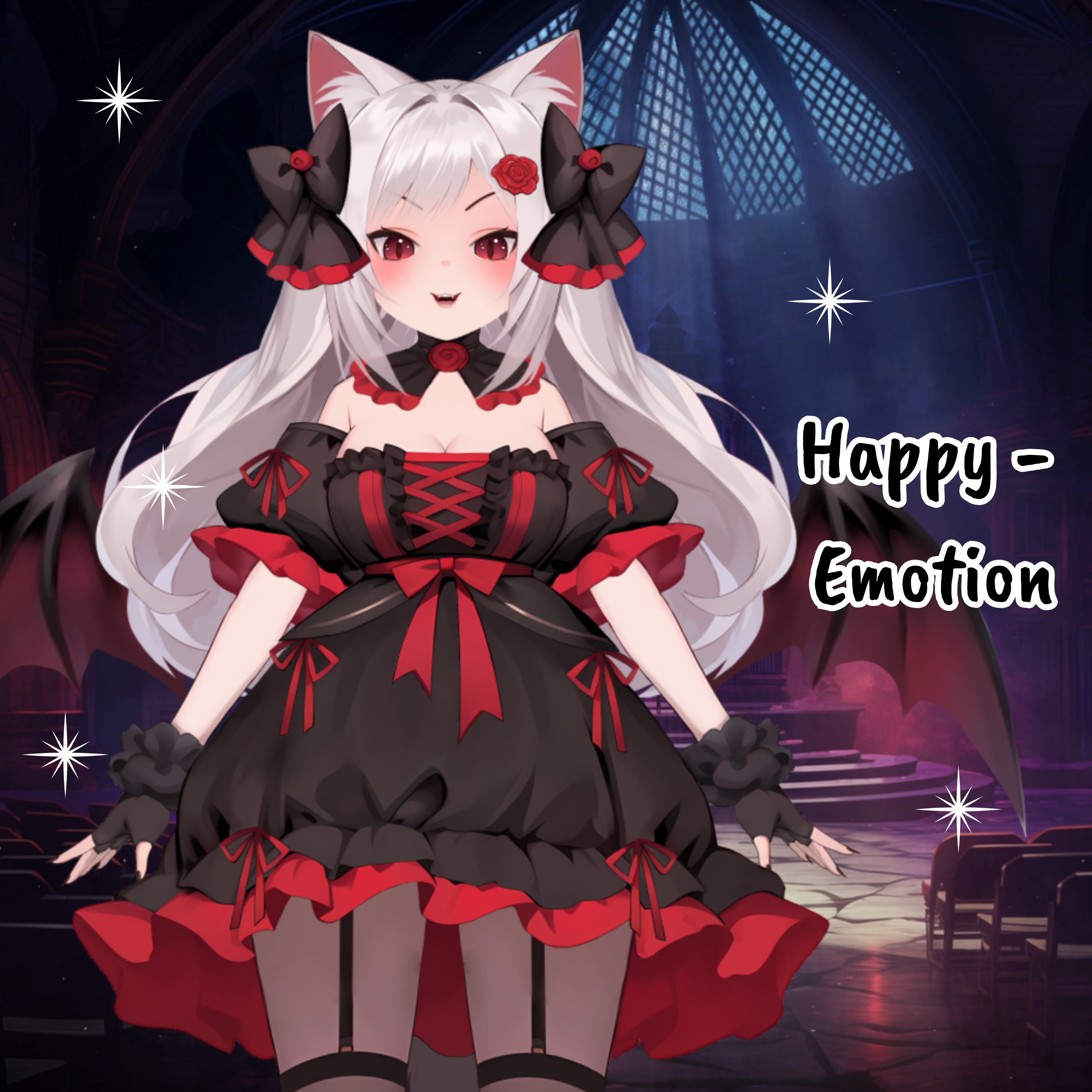 Vtuber Freya, the Vampire Girl With Pet 5 Emotions 6 Toggles Live2d Model for Vtube Studio ...