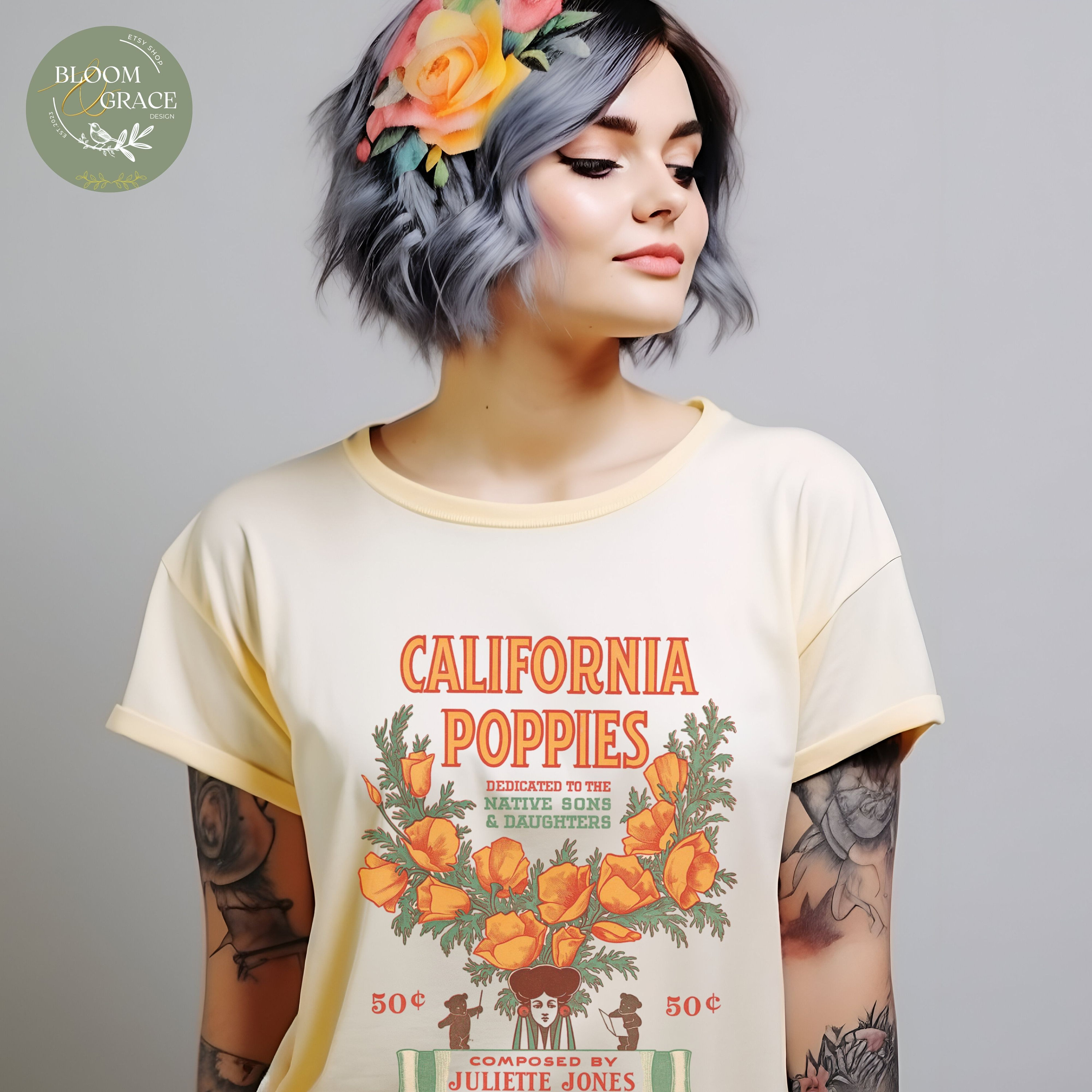 Retro Floral Tshirt for Women Flower Shirt Comfort Colors Vintage ...