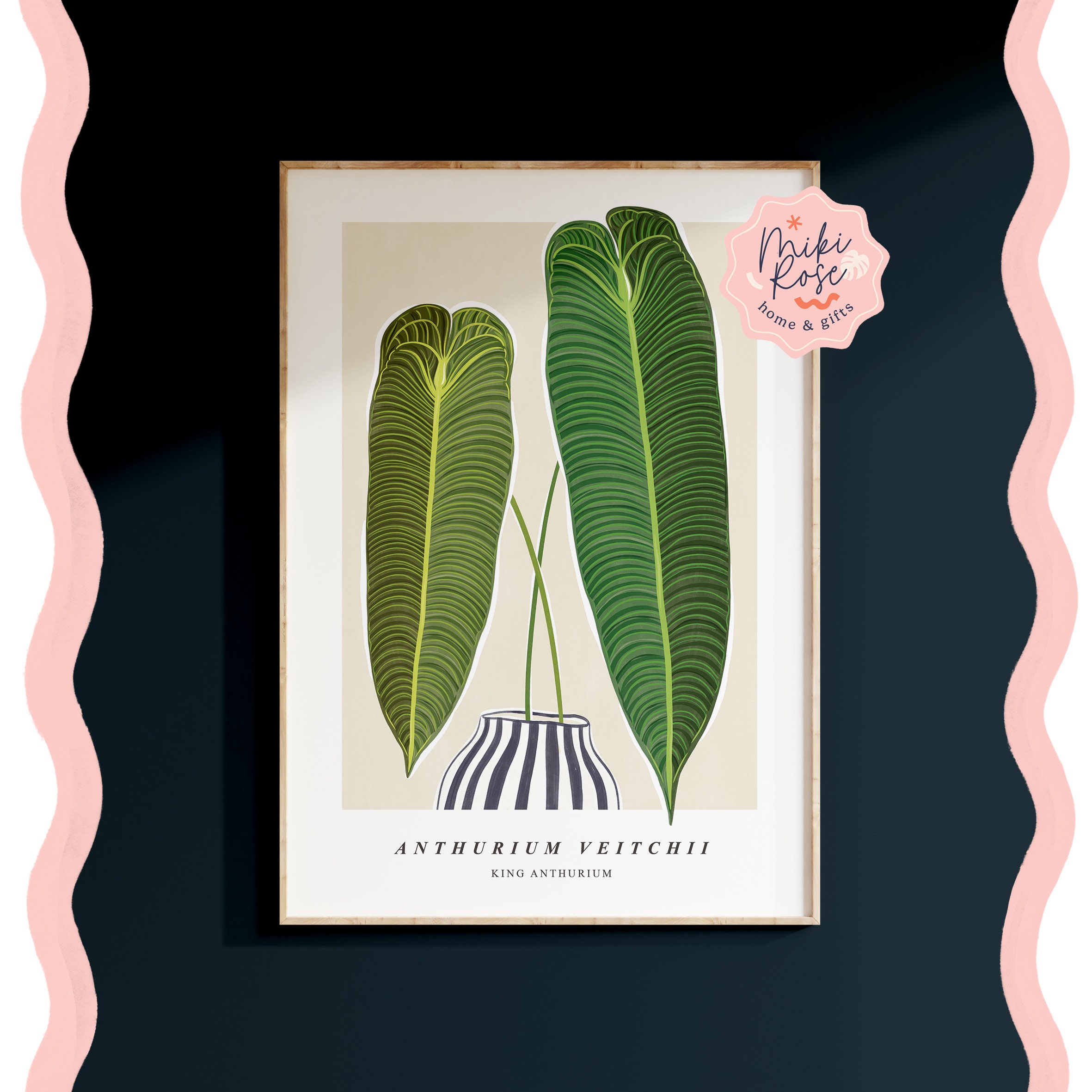 Anthurium Veitchii, King Anthurium Houseplant Painting, Bold Abstract ...