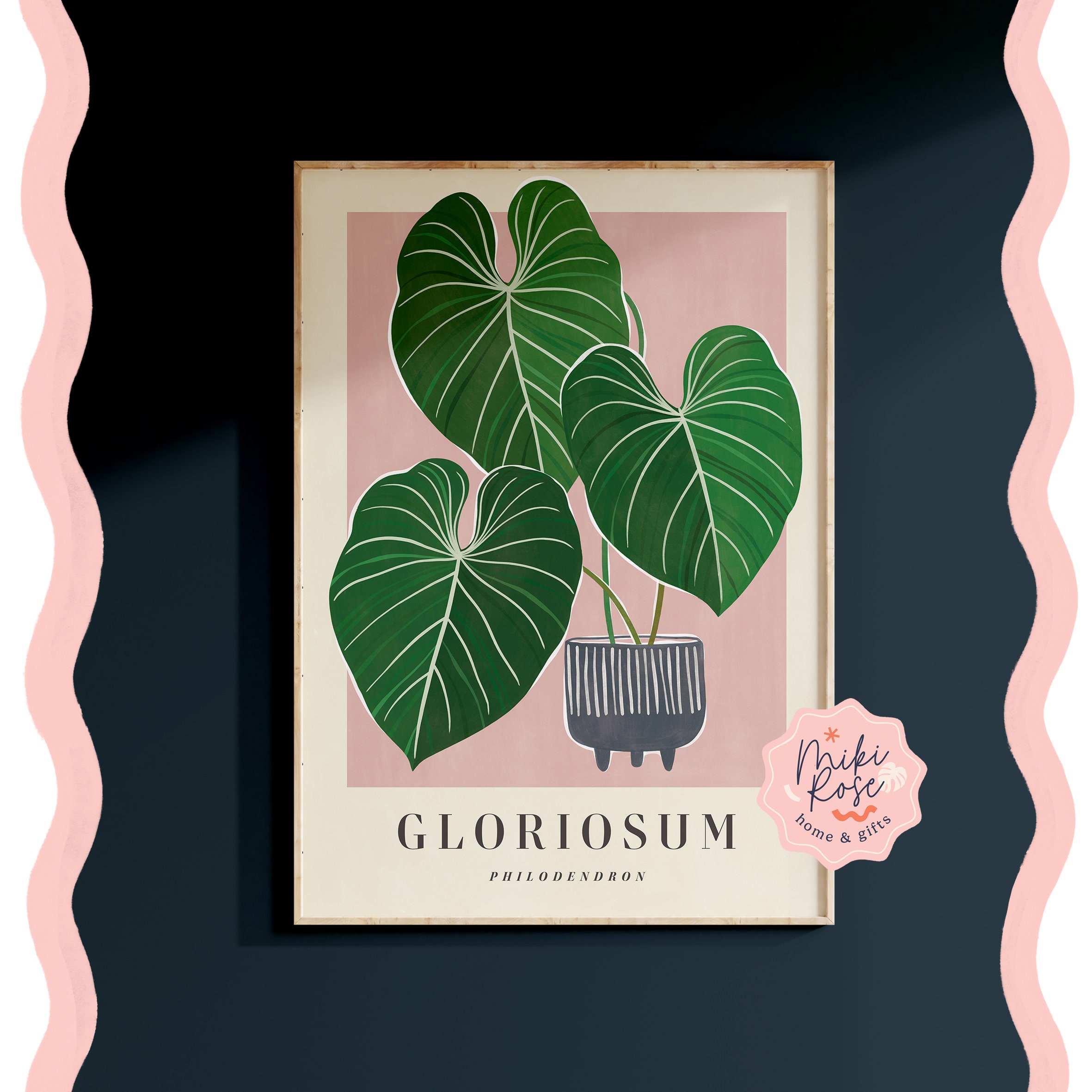 Philodendron Gloriosum Pink Houseplant Painting Bold - Etsy