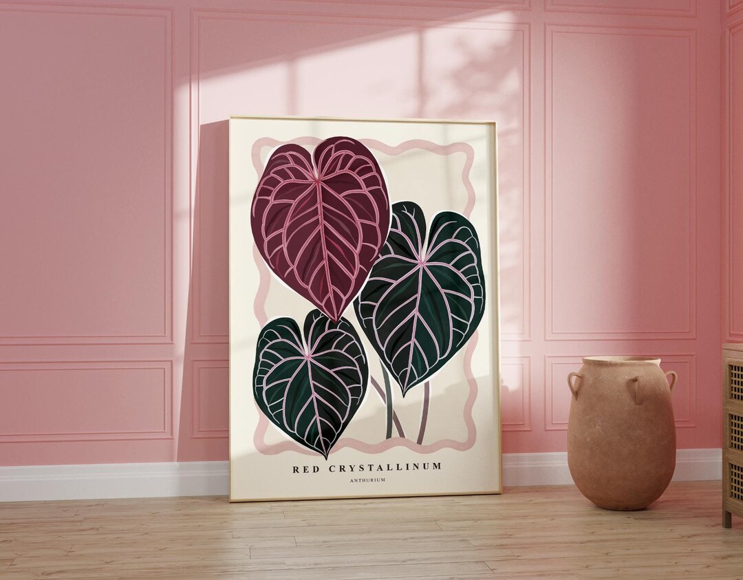 Anthurium Red Crystallinum, Houseplant Painting, Bold Abstract Modern ...