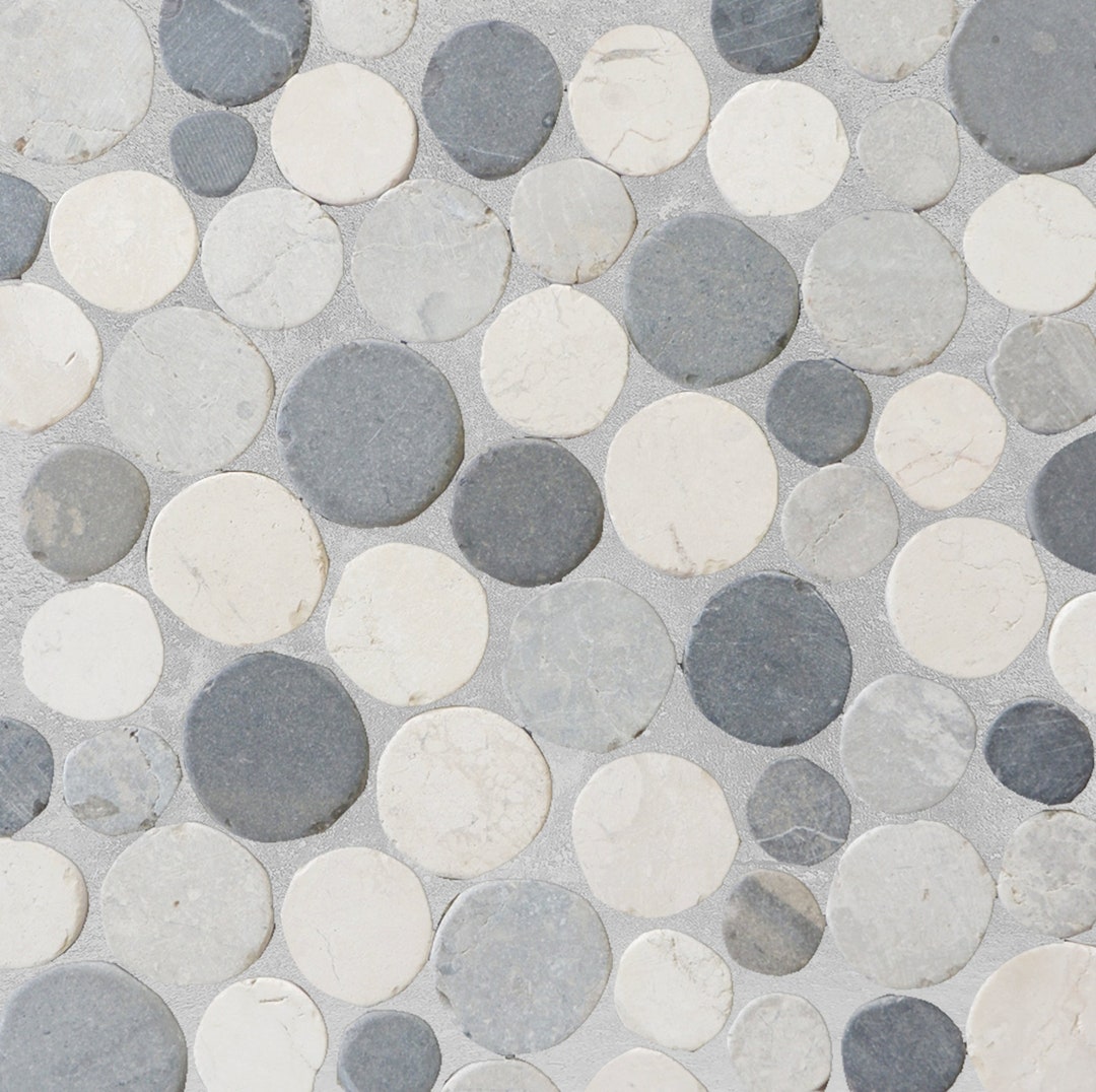 Natural Stone Bathroom Tile, Round Stones Bathroom Tile, Floor and Wall ...