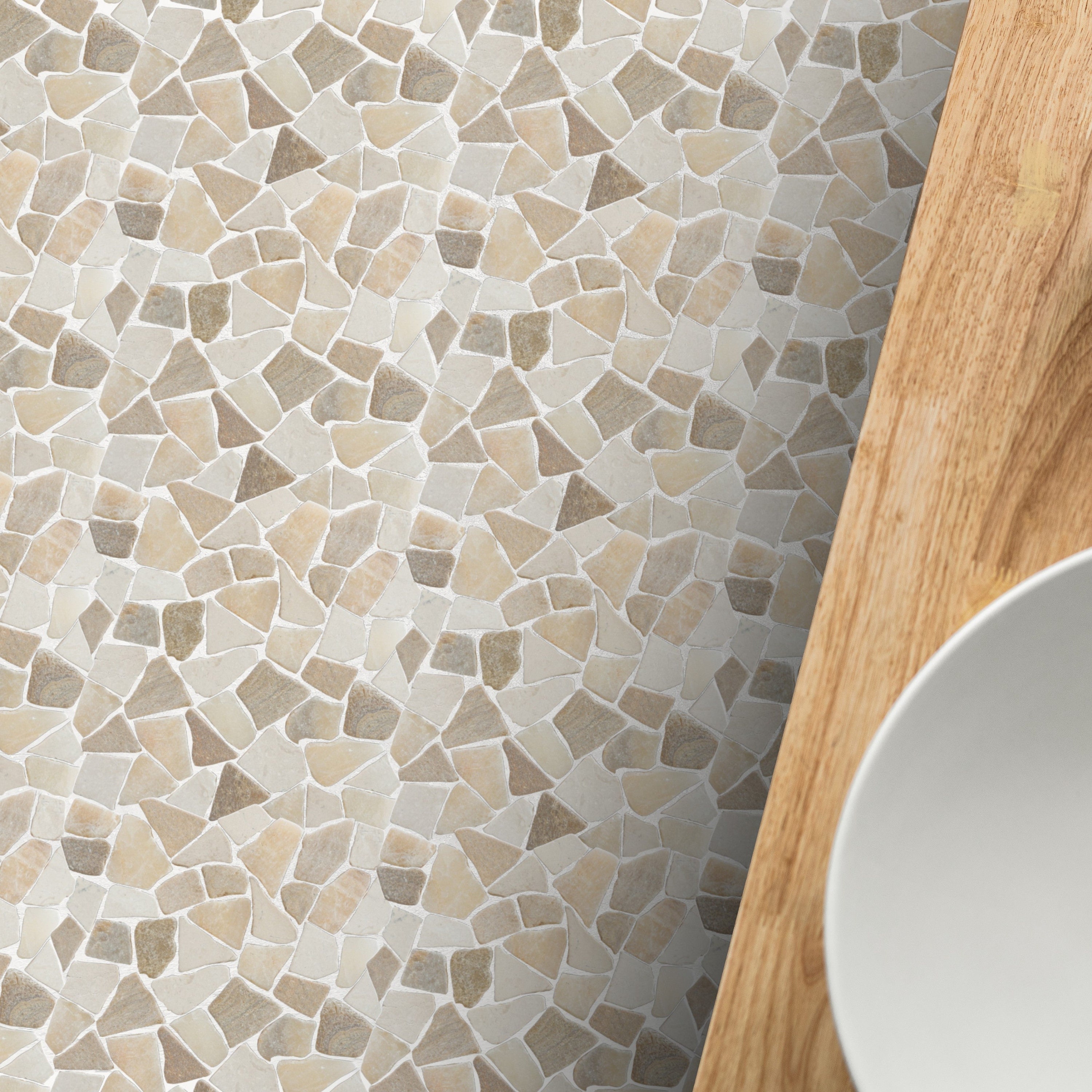 Sunset Random Stone Marble Mosaic Wall and Floor Tile 11.4x11.4 5 Tiles ...