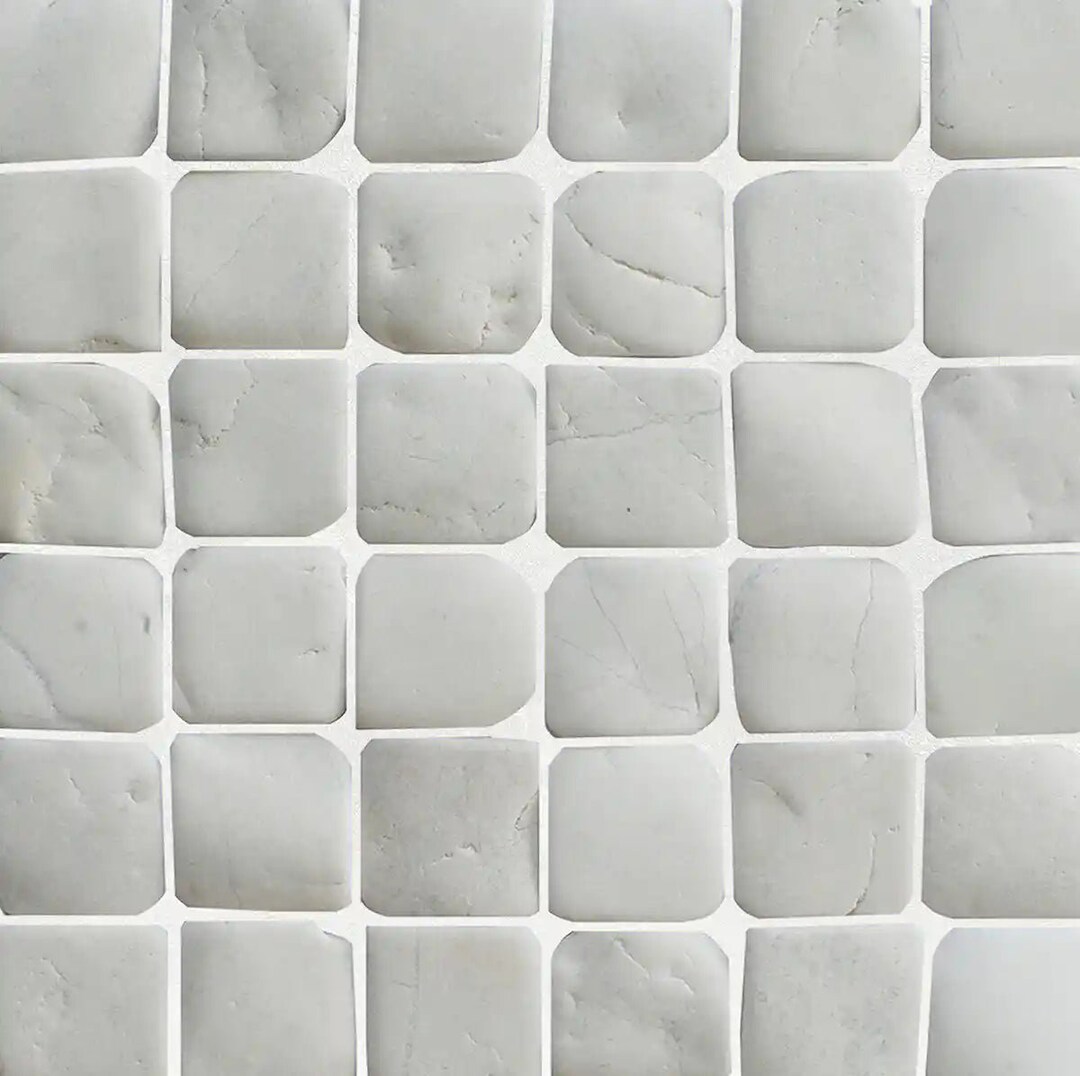 Square White Stone Mosaic Tiles: Natural Wall & Floor Decor - Etsy
