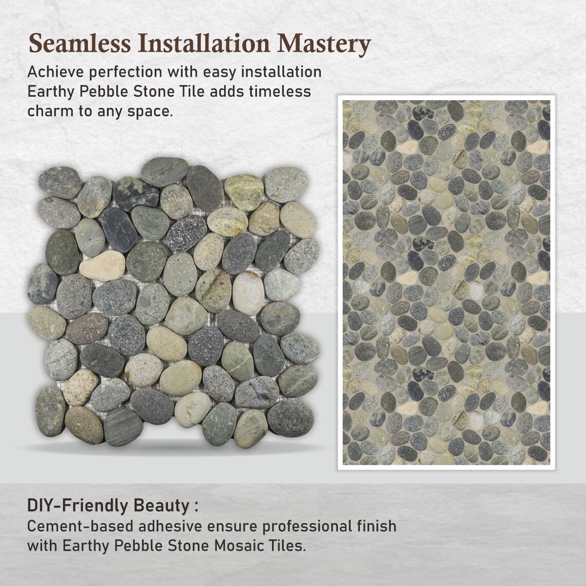 Mosaic Pebbles Tiles, Earthy Pebble Stone Wall Tile, Decorative ...