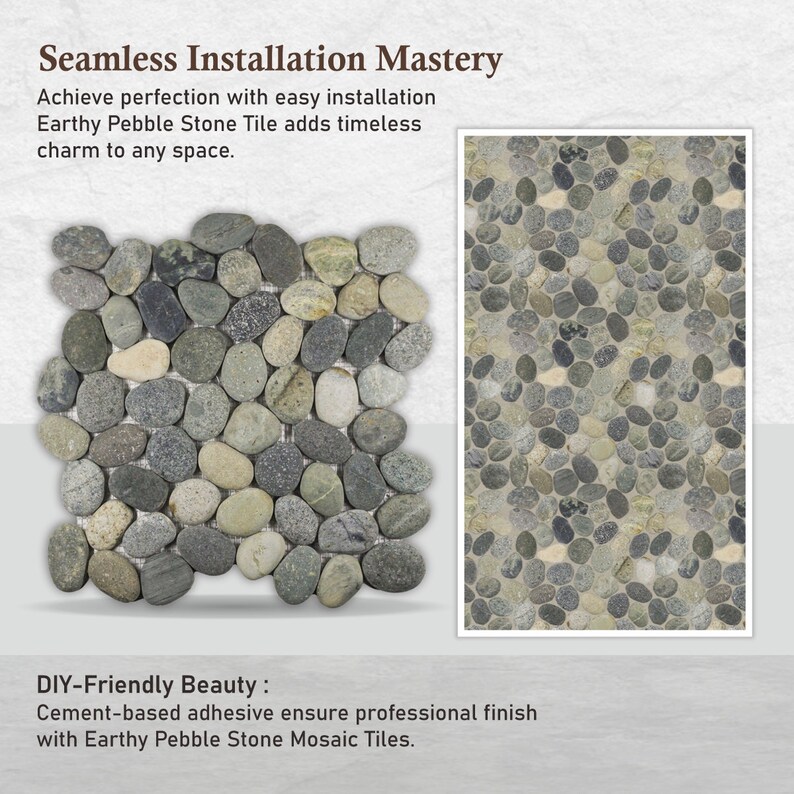 Mosaic Pebbles Tiles, Earthy Pebble Stone Wall Tile, Decorative ...