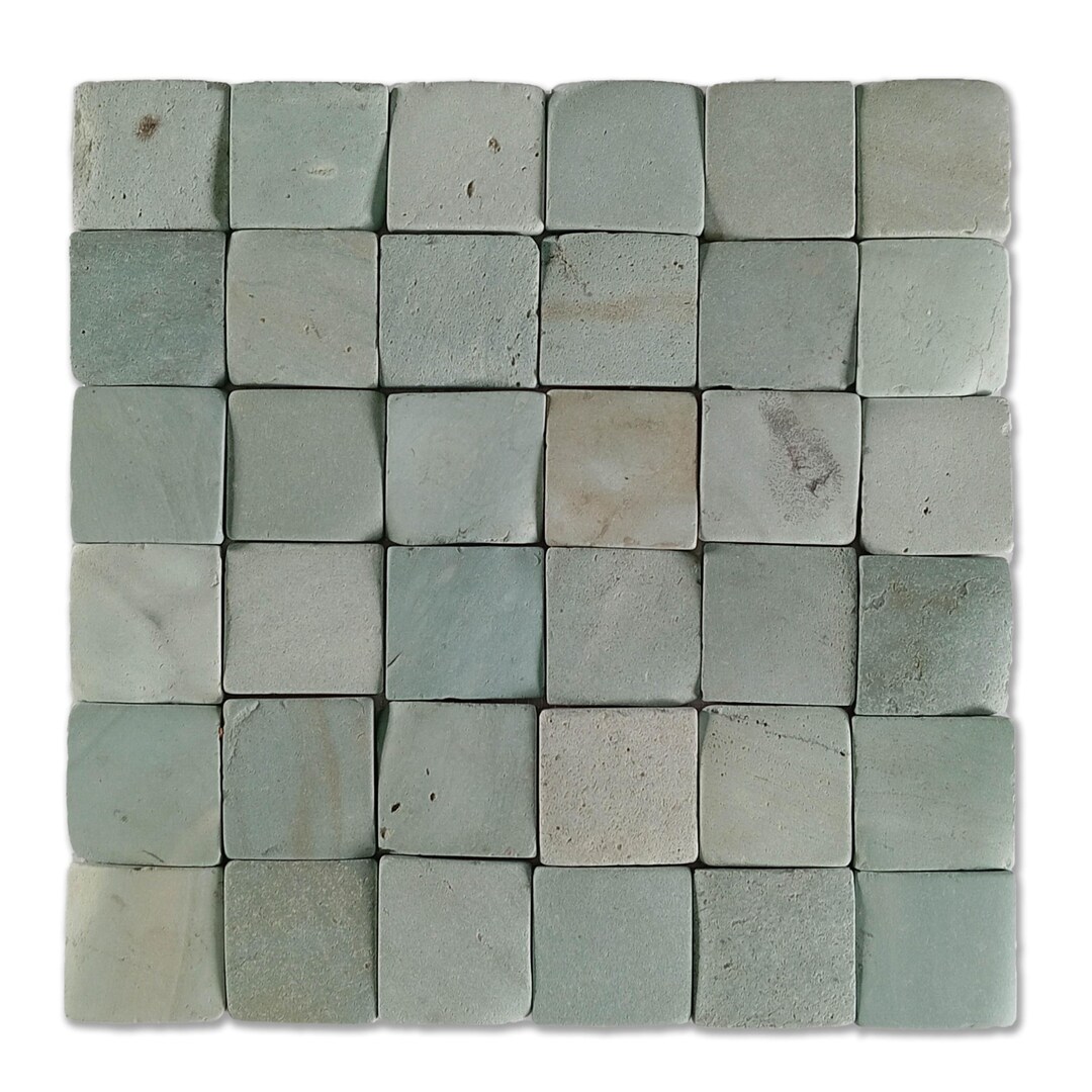 Natural Stone Pebble Mosaic Tile: Molar 5 Green Decorative Backsplash ...