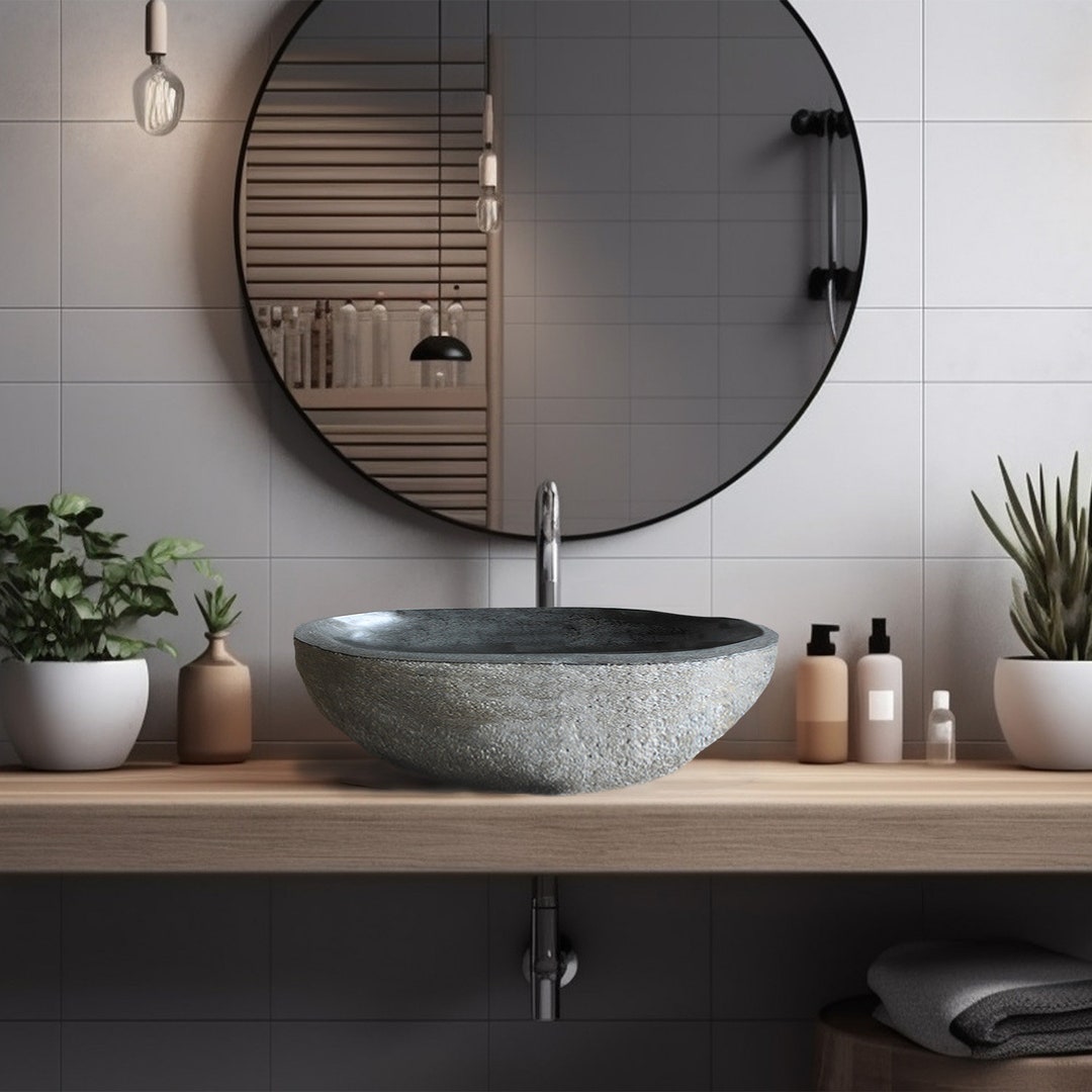 River Stone Vessel Sink | Marble Sink Bowl |natural Stone Bathroom Sink ...