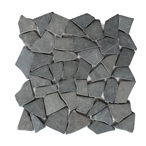 Grey Random Stone Marble Mosaic Wall and Floor Tile 11.4"x11.4" ( 5 ...