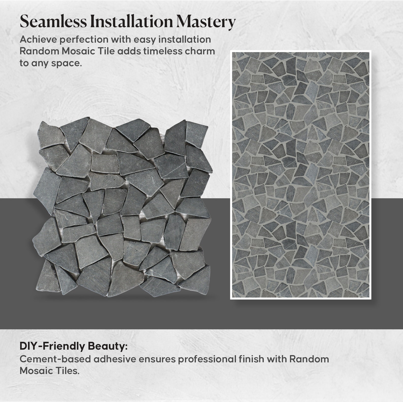 Stone Mosaic Tiles, Grey Random Peel and Stick Tile, Decorative ...