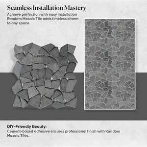 Grey Random Stone Marble Mosaic Wall and Floor Tile 11.4"x11.4" ( 5 ...