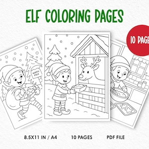 library shelf elf coloring page