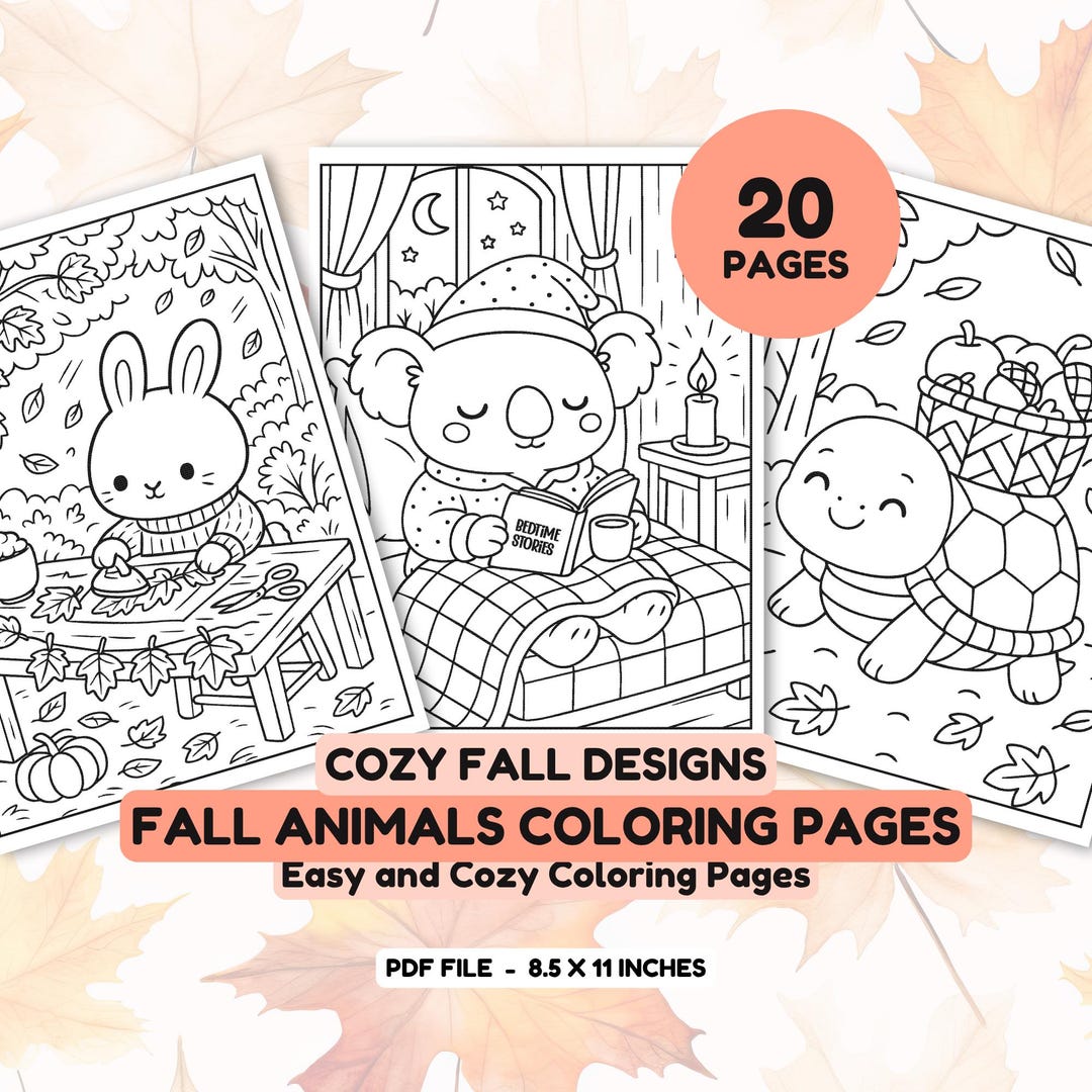 Fall Animals Coloring Pages: 20 Cozy Autumn Designs (printable PDF) - Etsy
