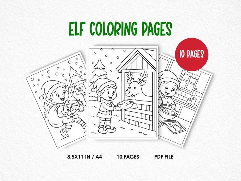 Elf Coloring Pages Printable PDF | Fantasy Elf Line Art | Kids & Adults ...