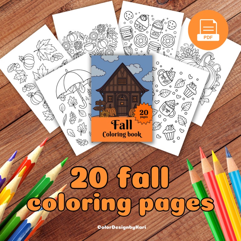 20 Fall Coloring Pages, Fall Coloring, Printable Coloring Pages, Cozy ...