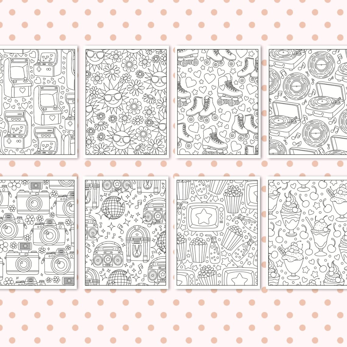 Retro Coloring Pages, Groovy Coloring Pages, Easy and Cozy Retro ...