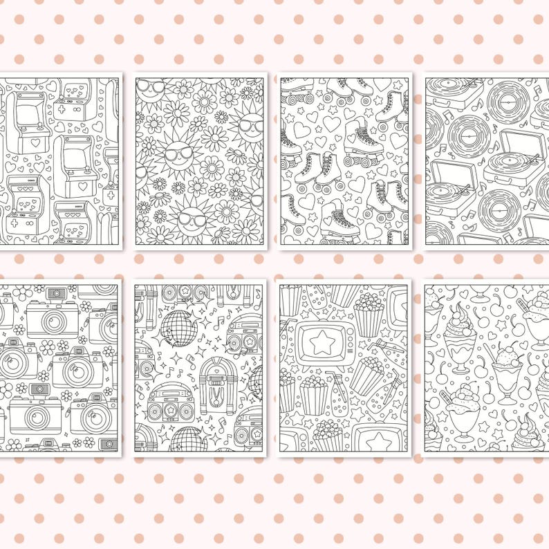 Retro Coloring Pages, Groovy Coloring Pages, Easy and Cozy Retro ...