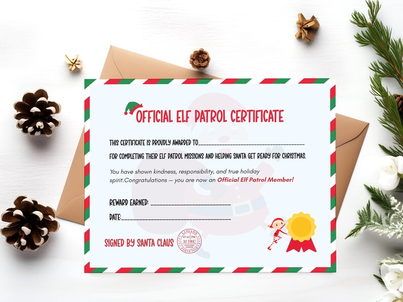 Elf Patrol Christmas Chore Chart | Kids Holiday Activity Kit (printable ...