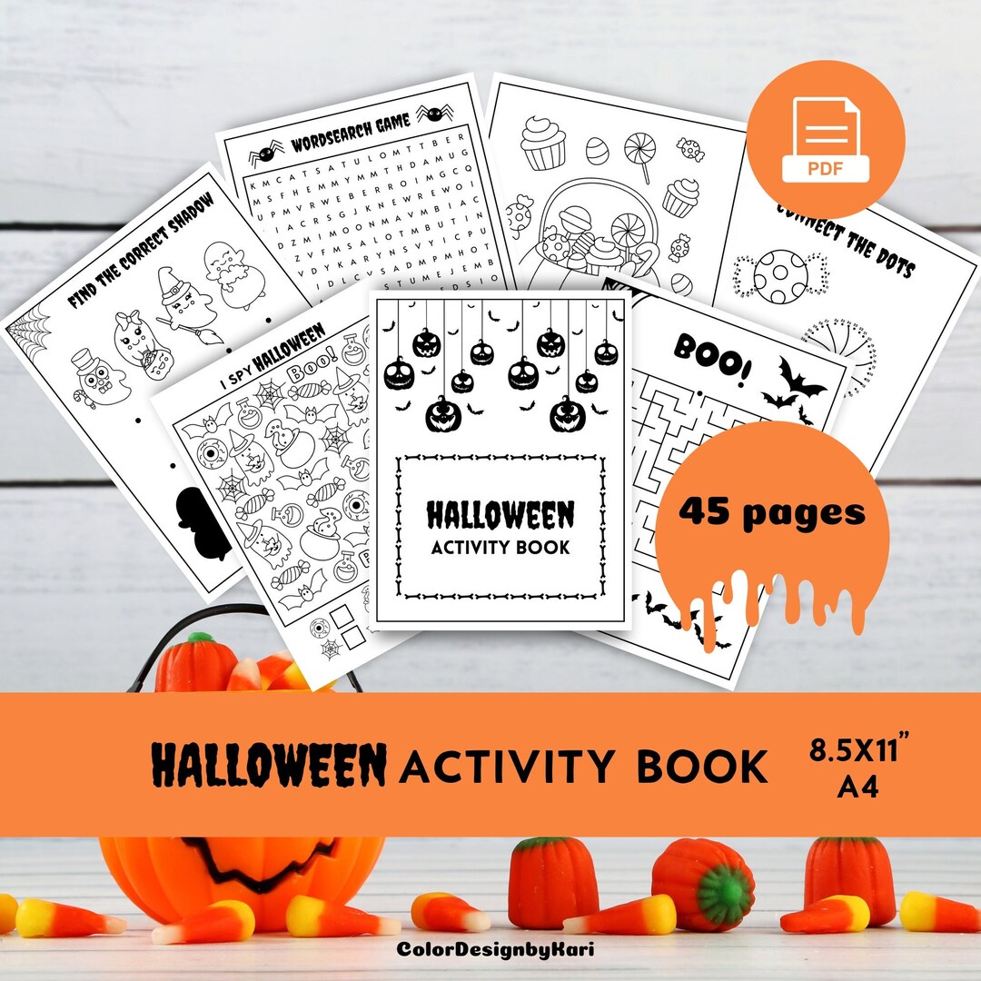 Halloween Activity Book, Halloween Fall Coloring Pages, Kids Halloween ...