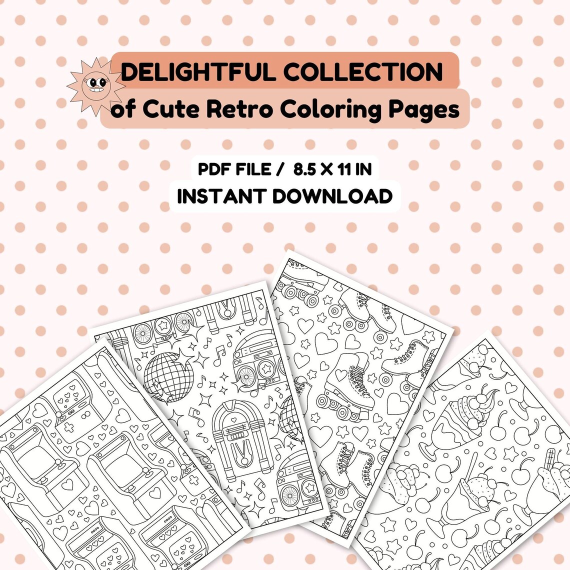 Retro Coloring Pages, Groovy Coloring Pages, Easy and Cozy Retro ...