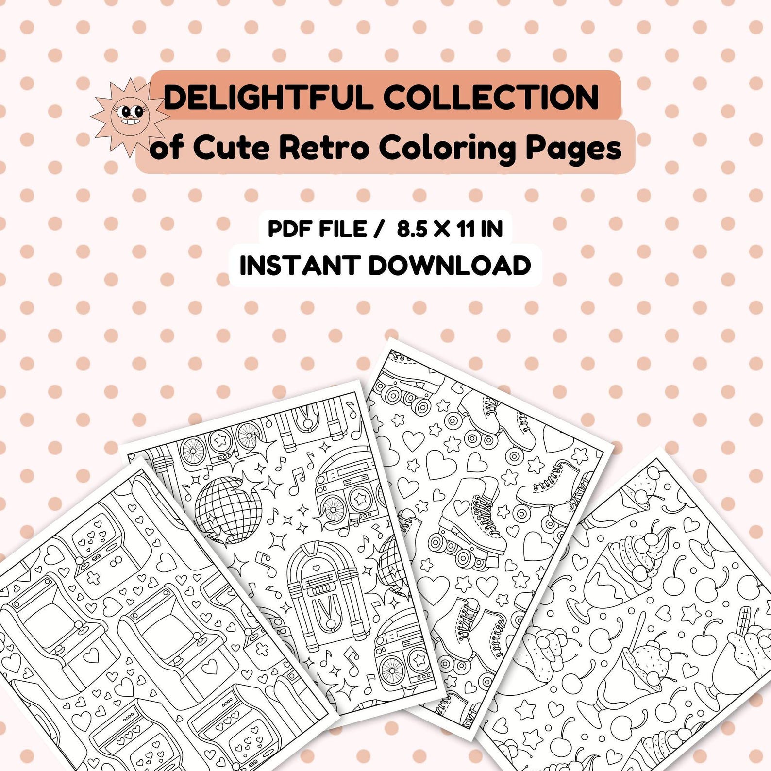 Retro Coloring Pages, Groovy Coloring Pages, Easy and Cozy Retro ...