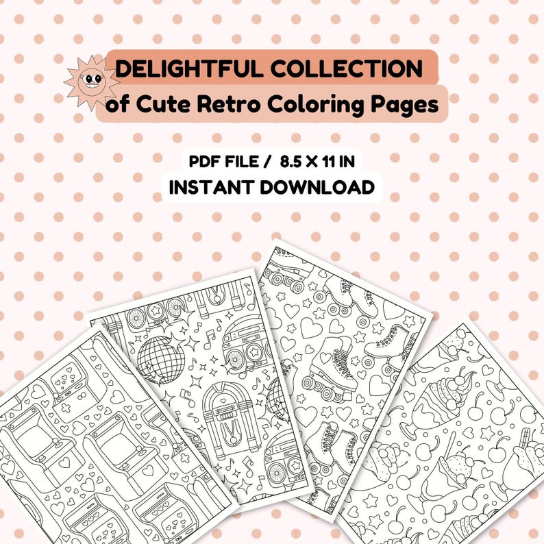 Retro Coloring Pages, Groovy Coloring Pages, Easy and Cozy Retro ...