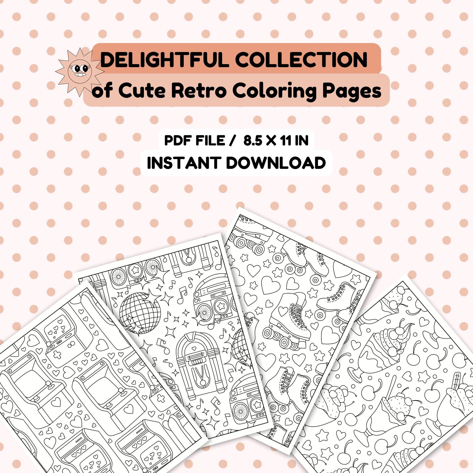 Retro Coloring Pages, Groovy Coloring Pages, Easy and Cozy Retro ...