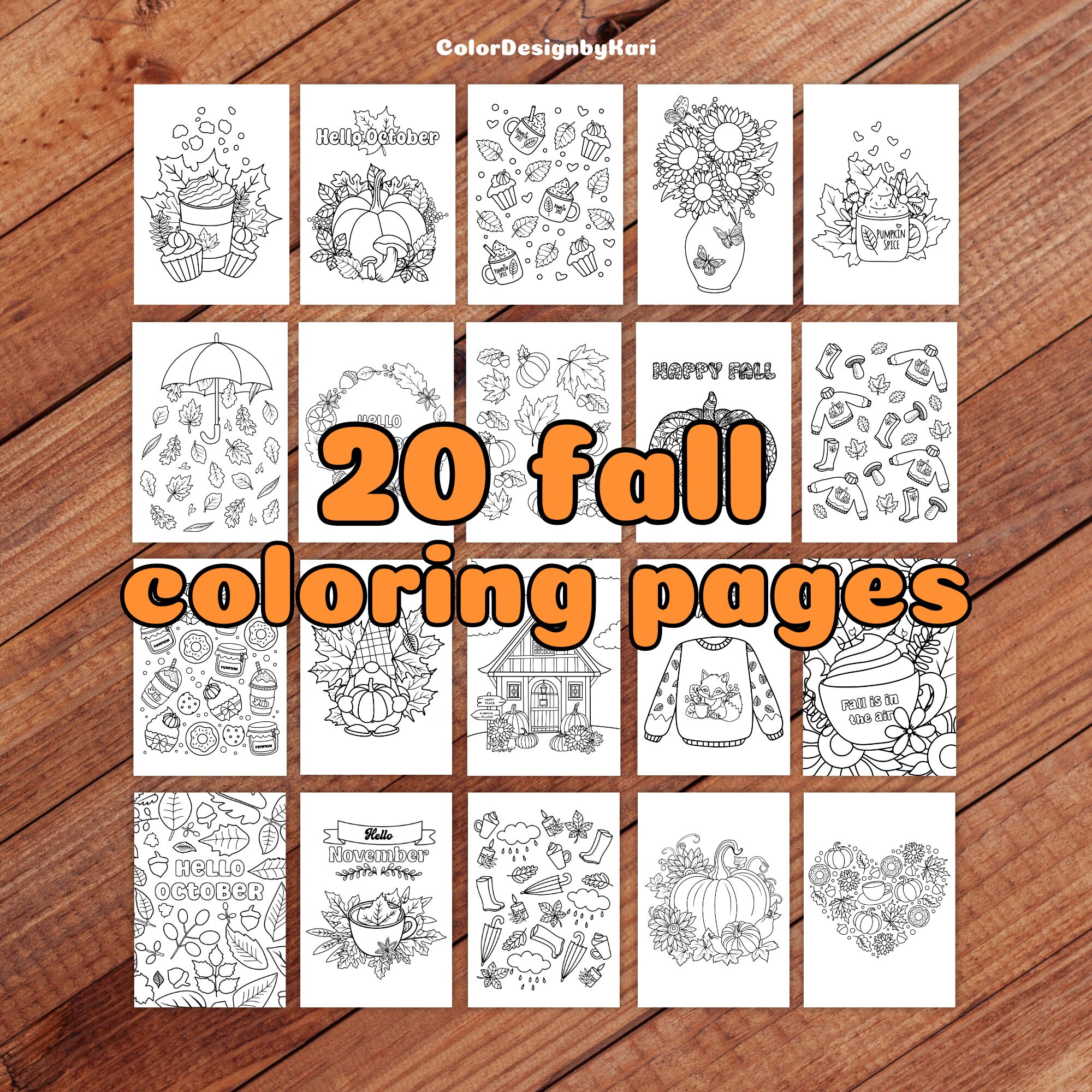 20 Fall Coloring Pages, Fall Coloring, Printable Coloring Pages, Cozy ...