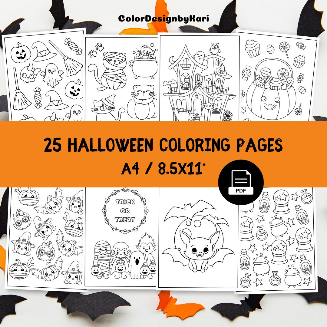 25 Halloween Coloring Pages for Kids Printable Halloween - Etsy